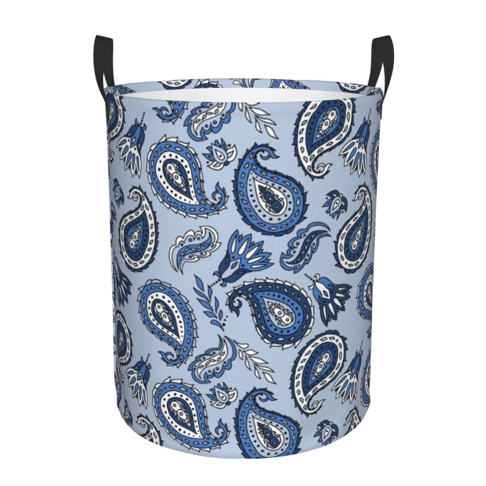 Laundry Basket, Blue Paisley Pattern Vintage Waterproof Laundry Hamper ...
