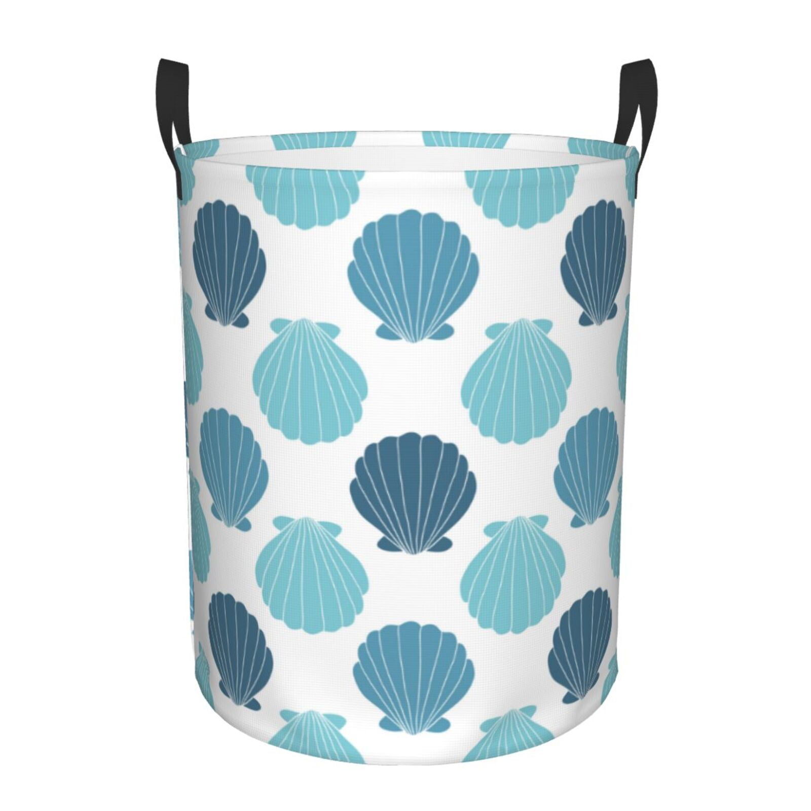Laundry Basket, Blue Scallop Waterproof Laundry Hamper With Padded ...