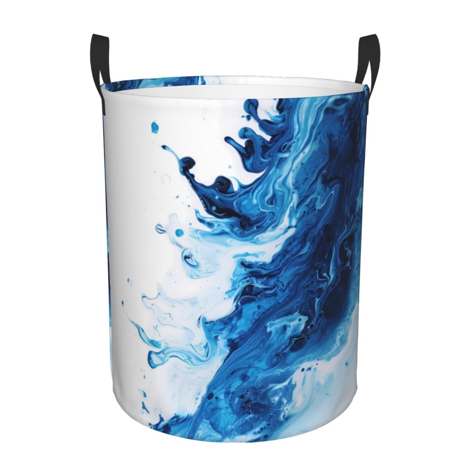 Laundry Basket, Blue White Fluid Art Waterproof Laundry Hamper With ...