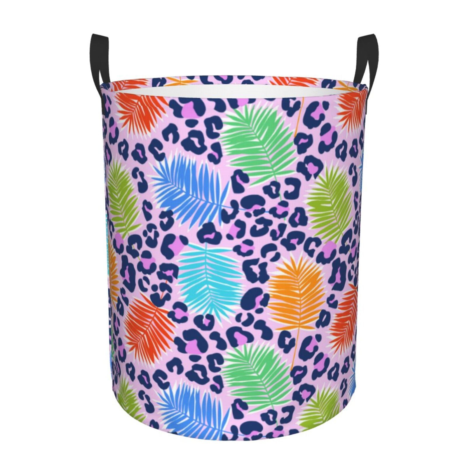 Laundry Basket, Bright tropical leaves leopard Laundry Hamper ...