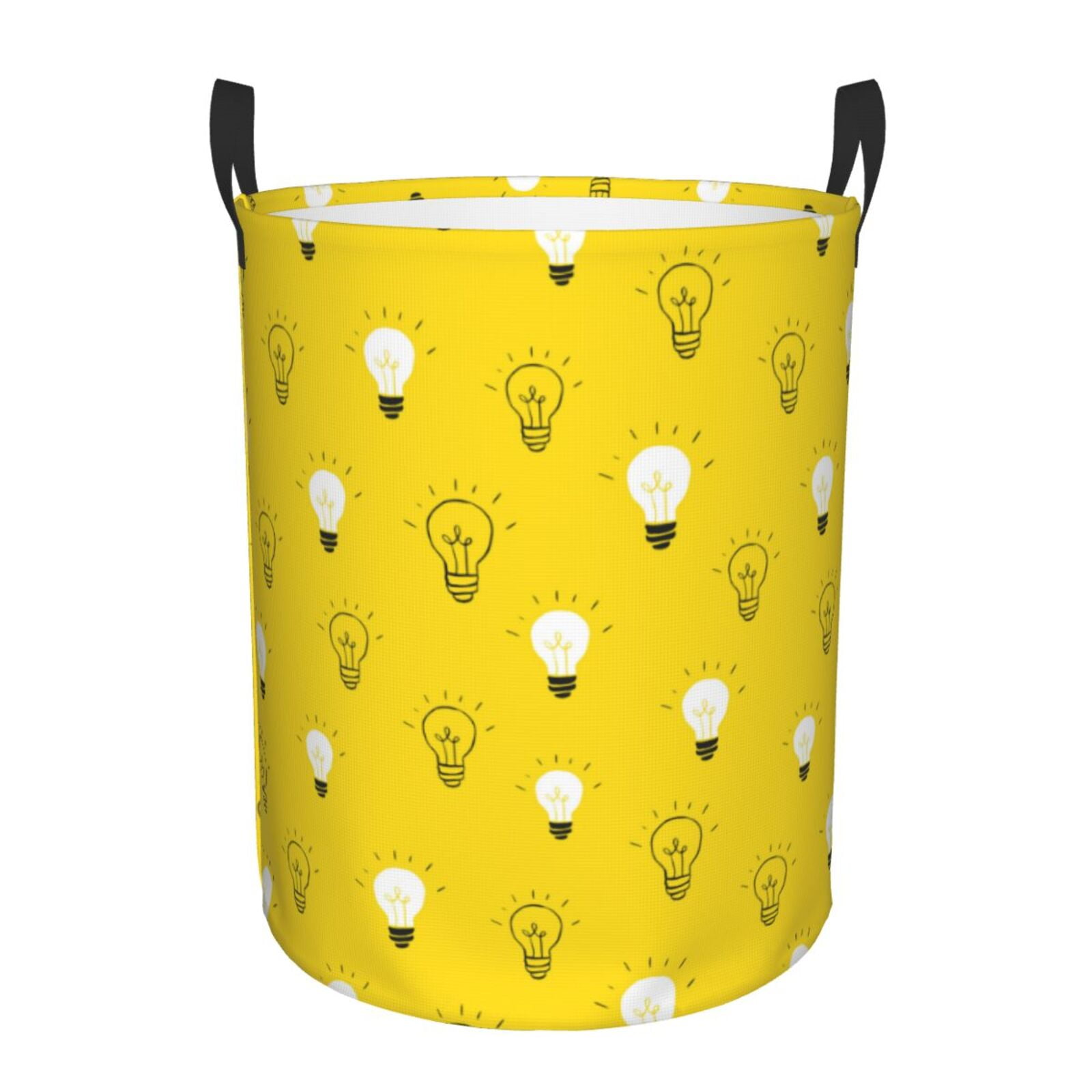 Laundry Basket, Bulb Shiny Pattern Yellow Waterproof Laundry Hamper ...