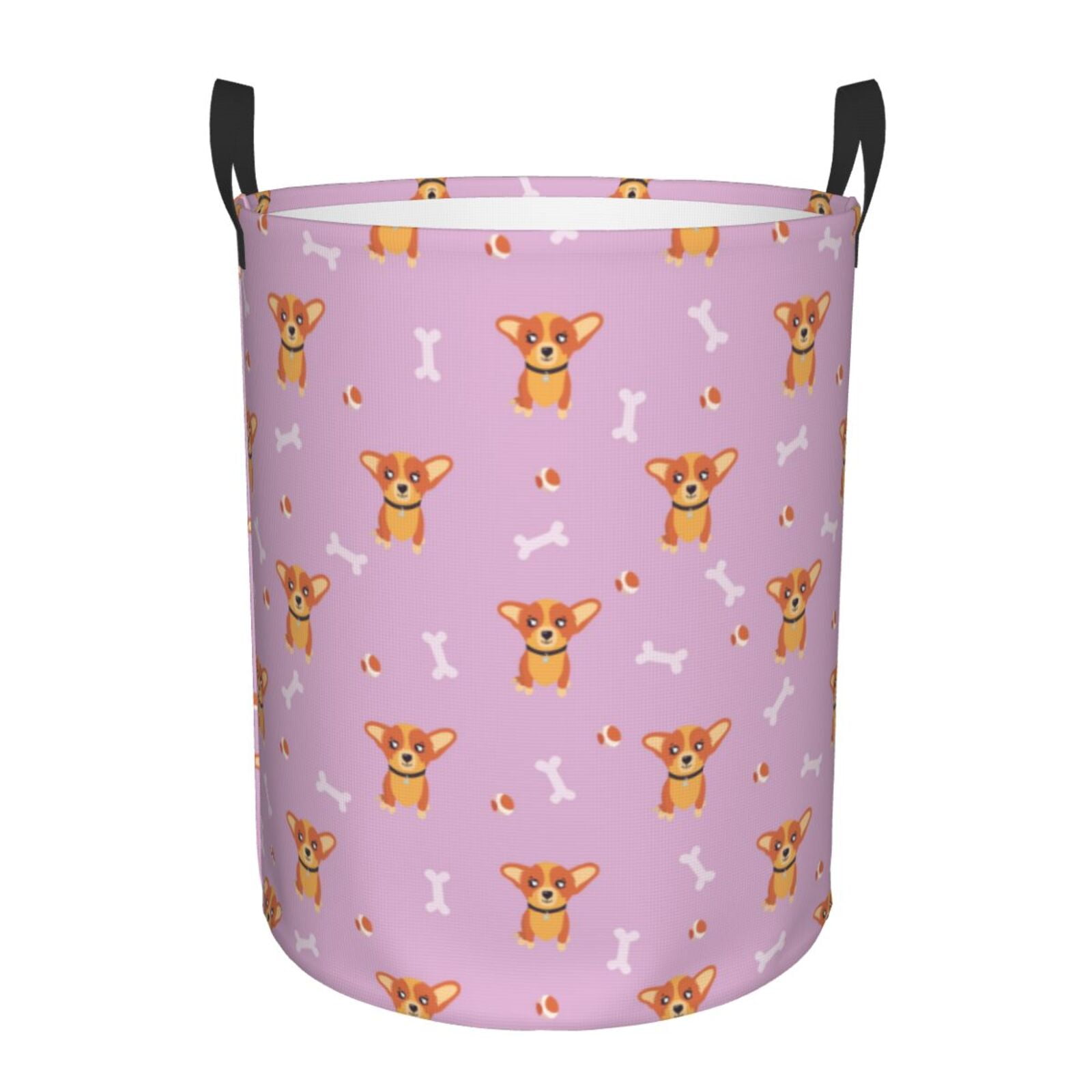 Laundry Basket, Cartoon Cute Corgi Funny Purple Waterproof Laundry ...