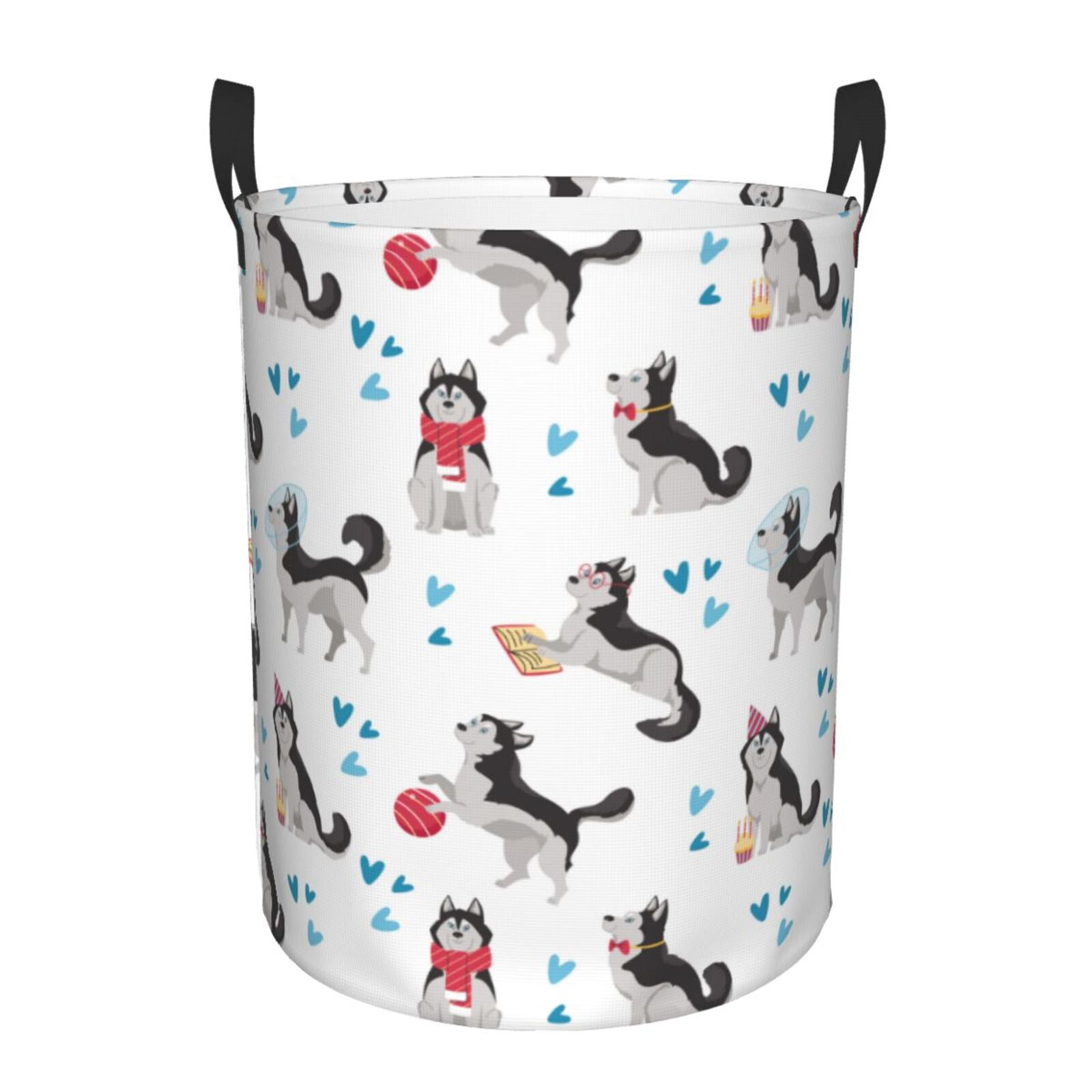 Laundry Basket, Cartoon Cute Husky Dog Funny Waterproof Laundry Hamper ...