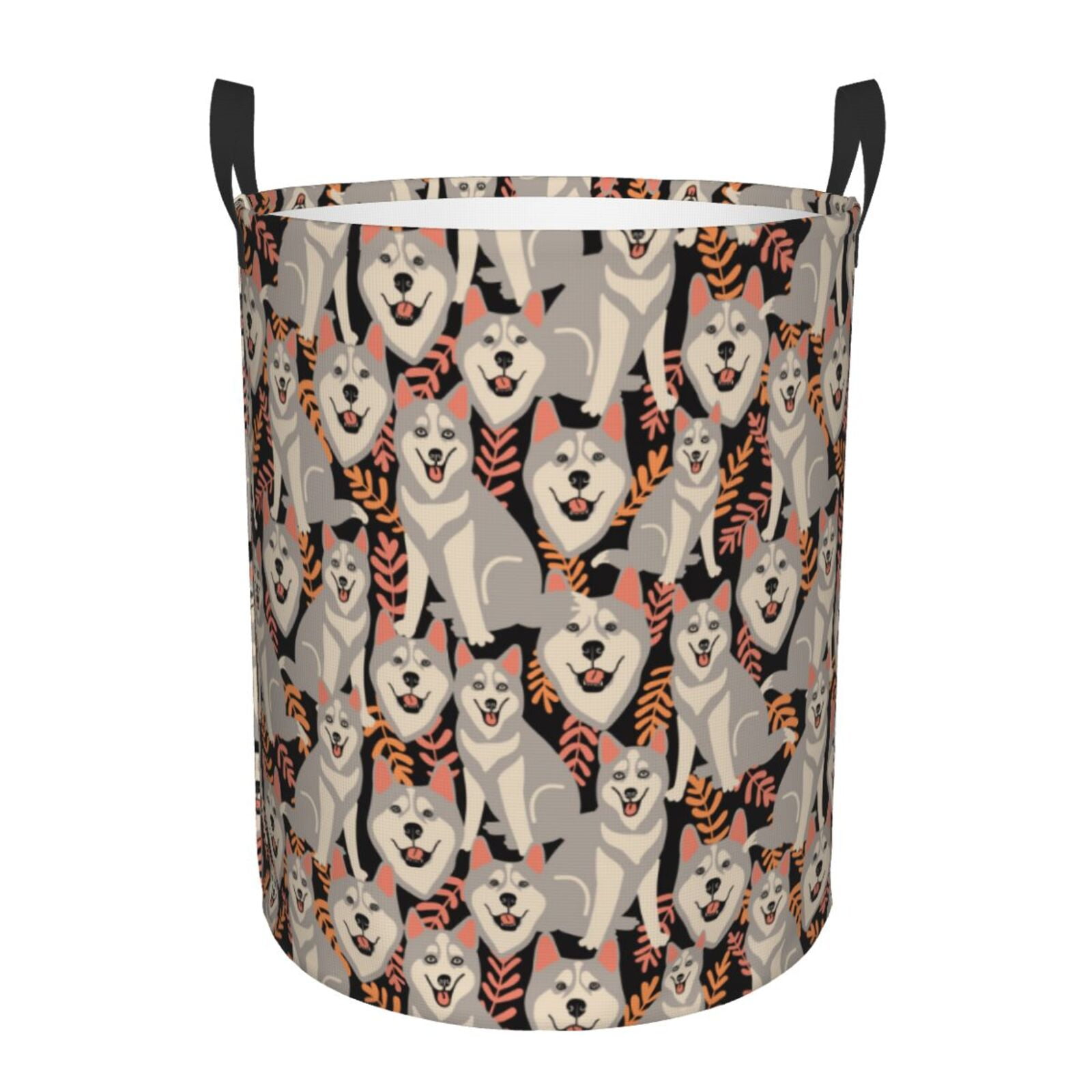 Laundry Basket, Cartoon Cute Husky Leaves Waterproof Laundry Hamper ...