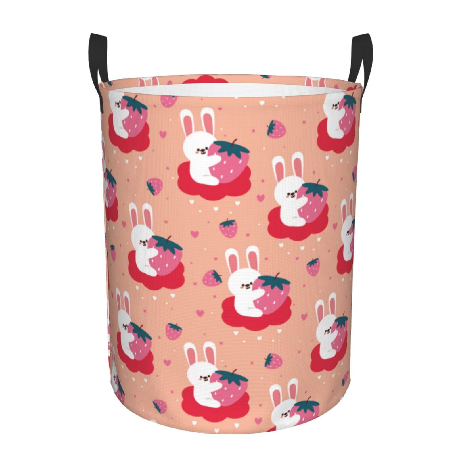 Laundry Basket, Cartoon Cute Rabbit Strawberry Waterproof Laundry ...