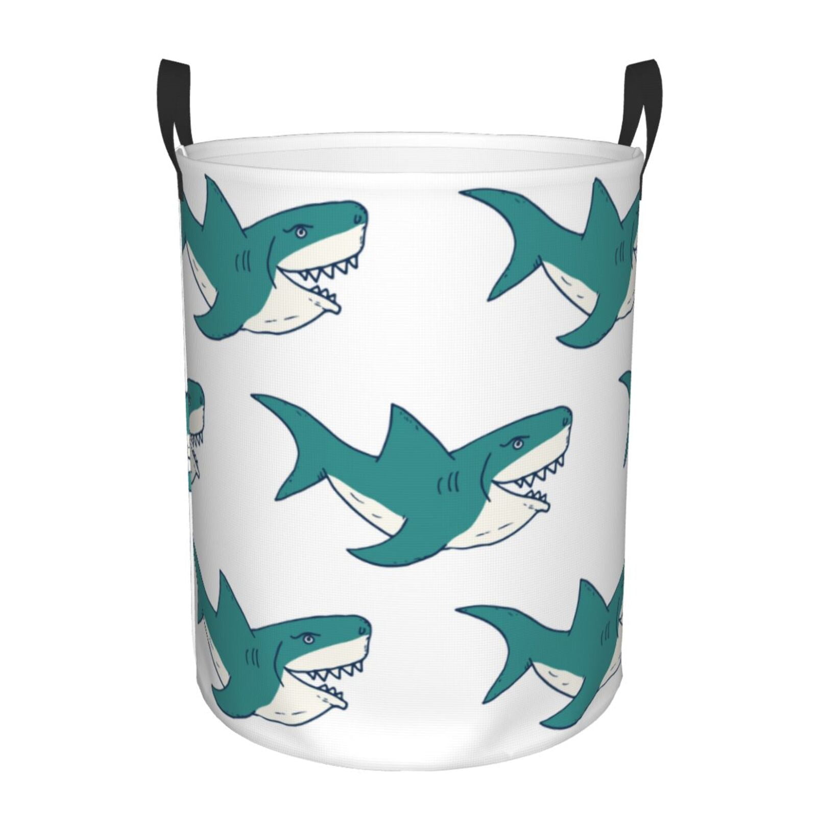 Laundry Basket, Cartoon Funny Shark Green Waterproof Laundry Hamper ...