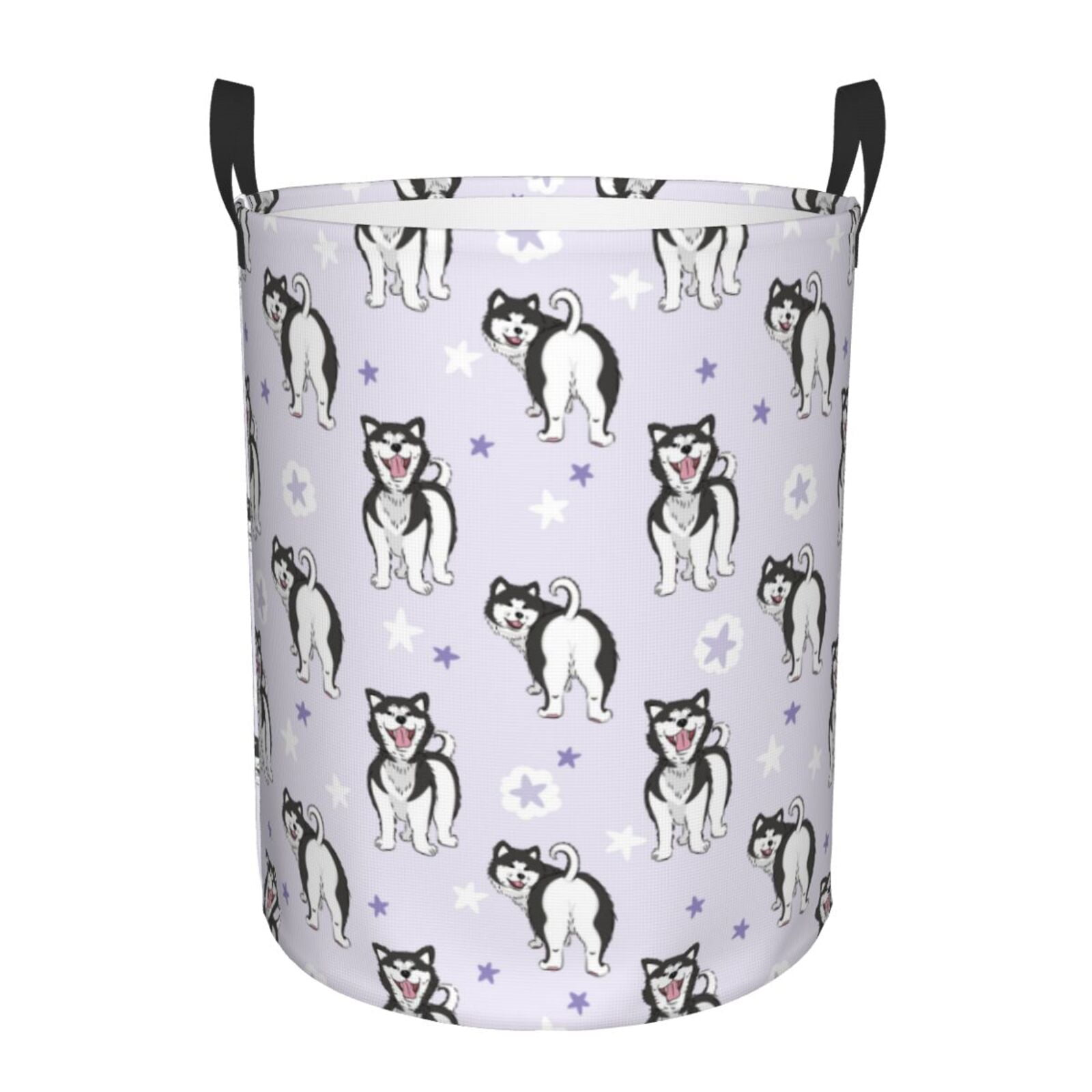 Laundry Basket, Cartooncute Funny Husky Purple Waterproof Laundry ...