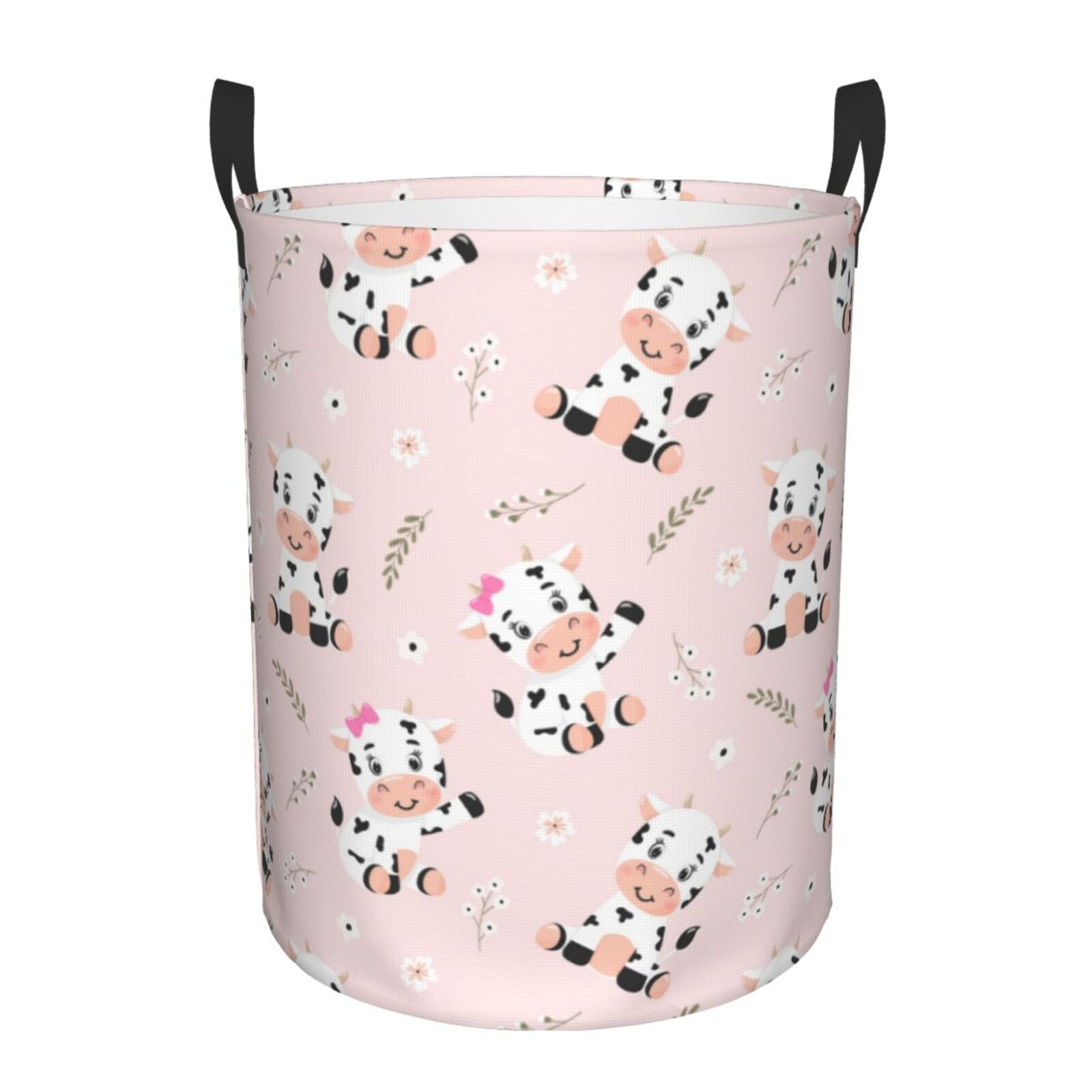 Laundry Basket, Casual Cute Cow Flower Leaves Waterproof Laundry Hamper ...