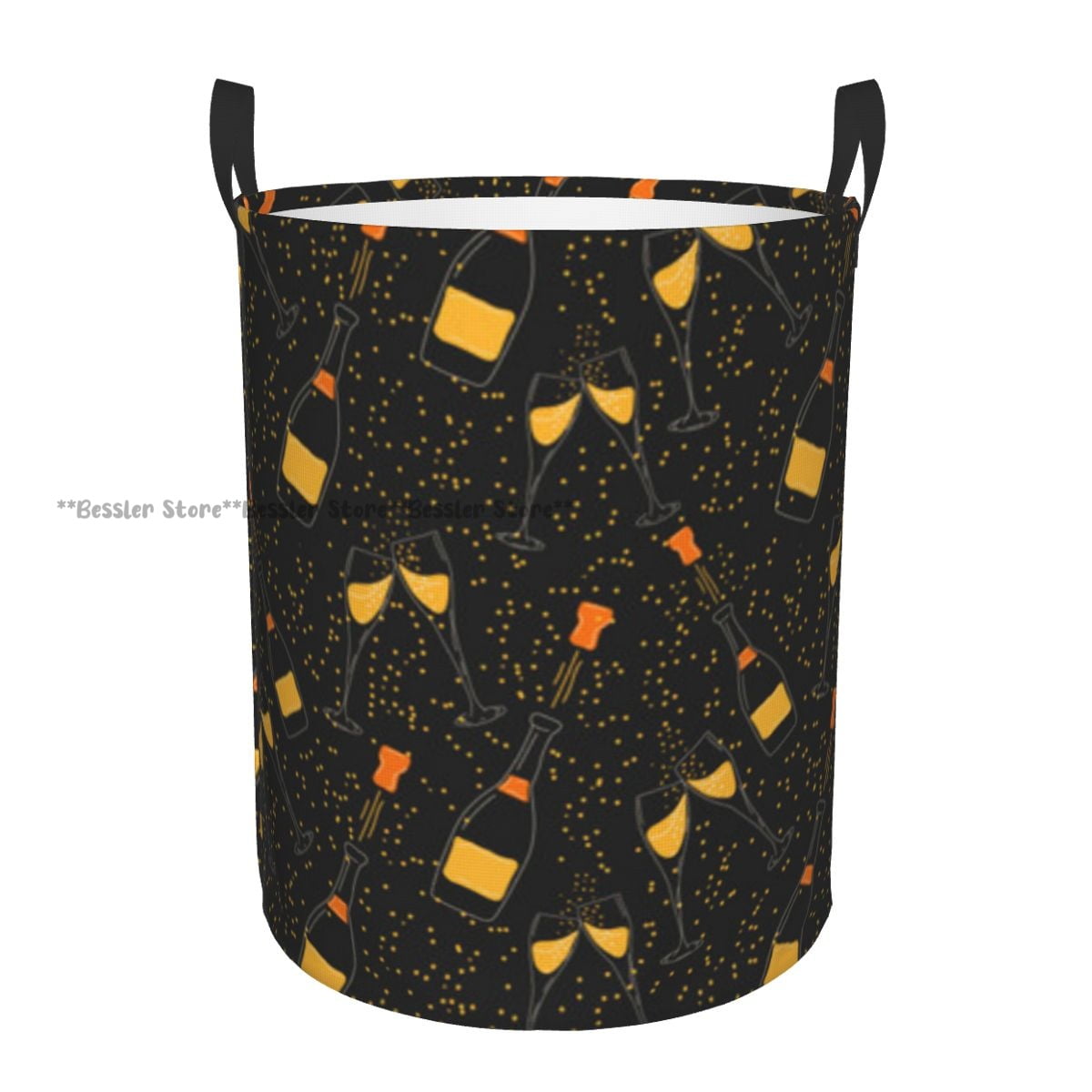Laundry Basket Champagne Glasses With Champagne Bottle Cartoon Round ...