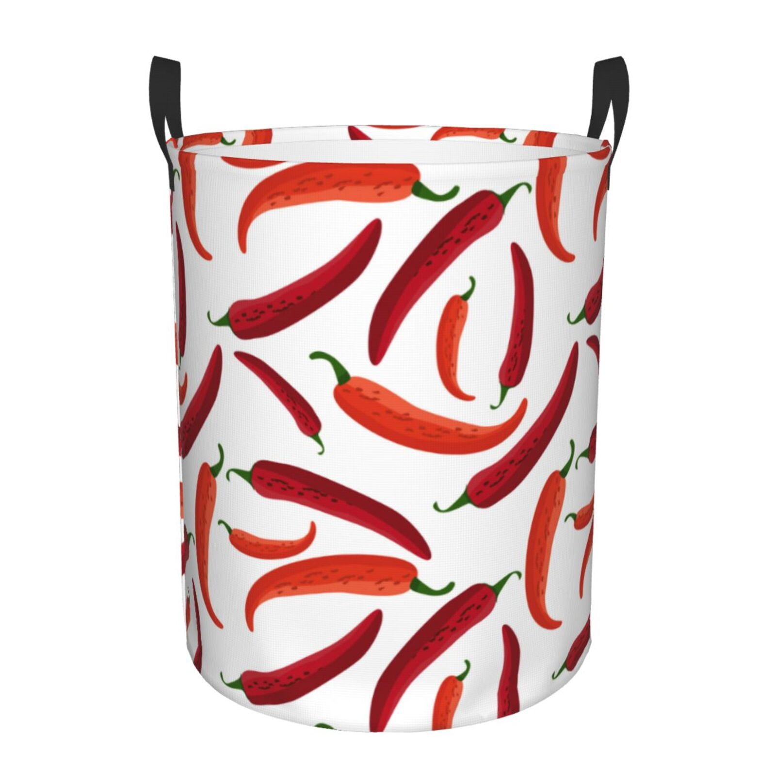 Laundry Basket, Chili Pepper Print Red Waterproof Laundry Hamper With ...