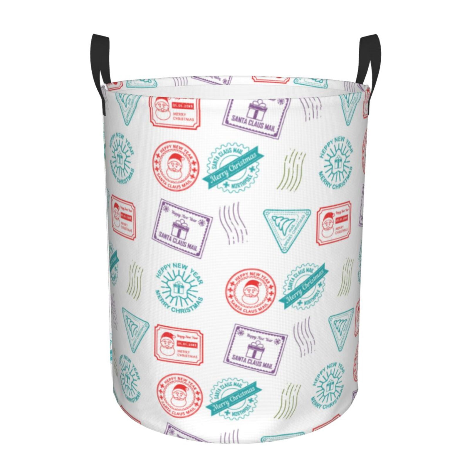 Laundry Basket, Christmas Postmark Pattern Waterproof Laundry Hamper ...