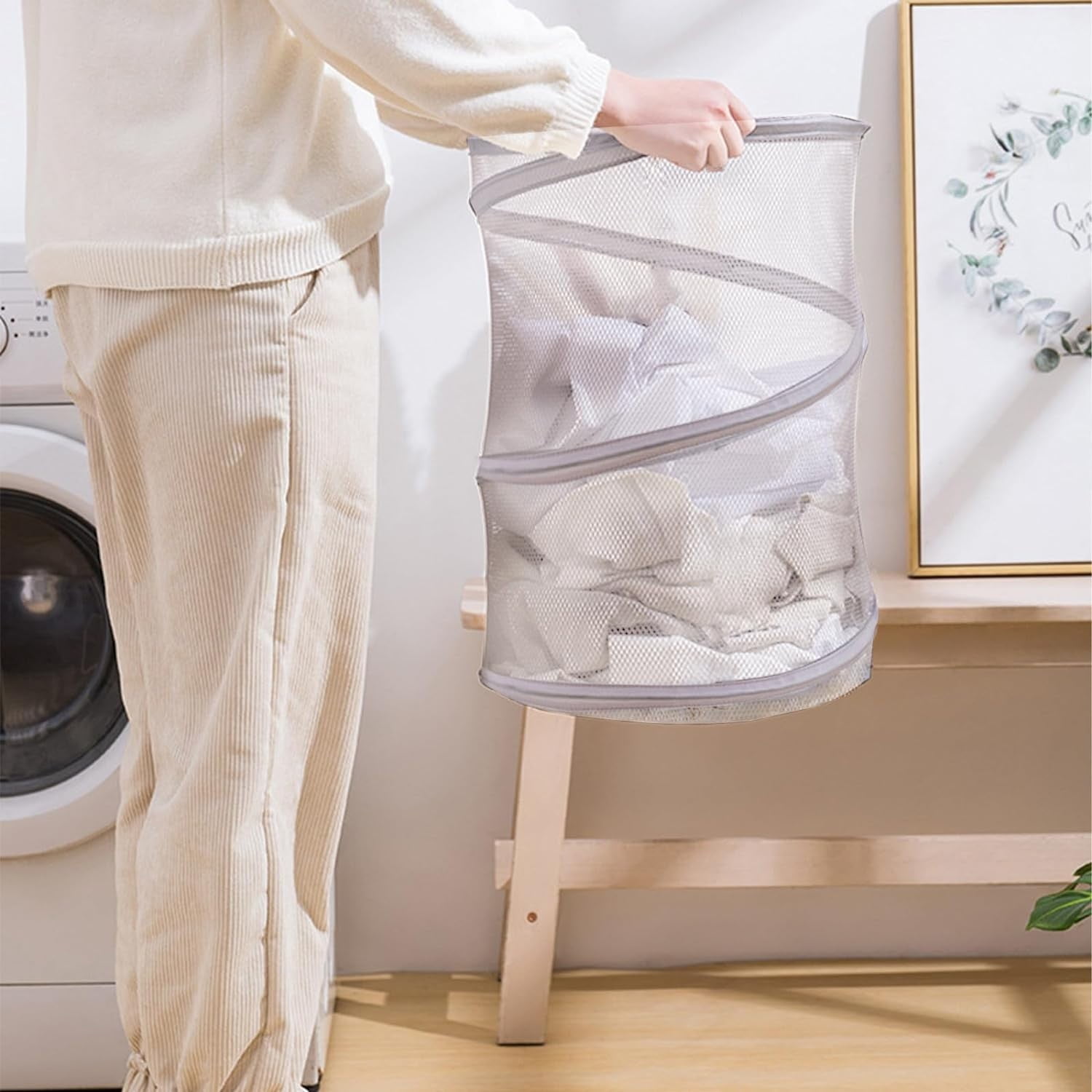 Laundry Basket Clearance！Mesh Popup Laundry Hamper Foldable Dirty ...