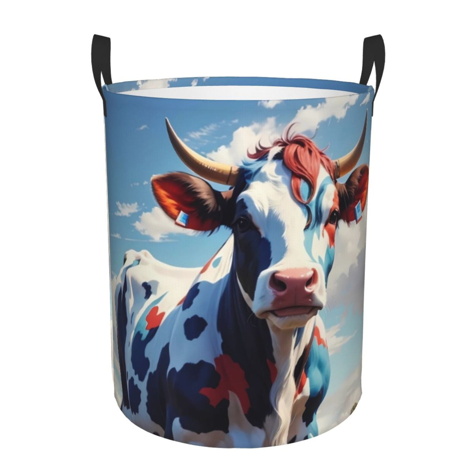 Laundry Basket, Colorful Cow Pasture Waterproof Laundry Hamper With ...