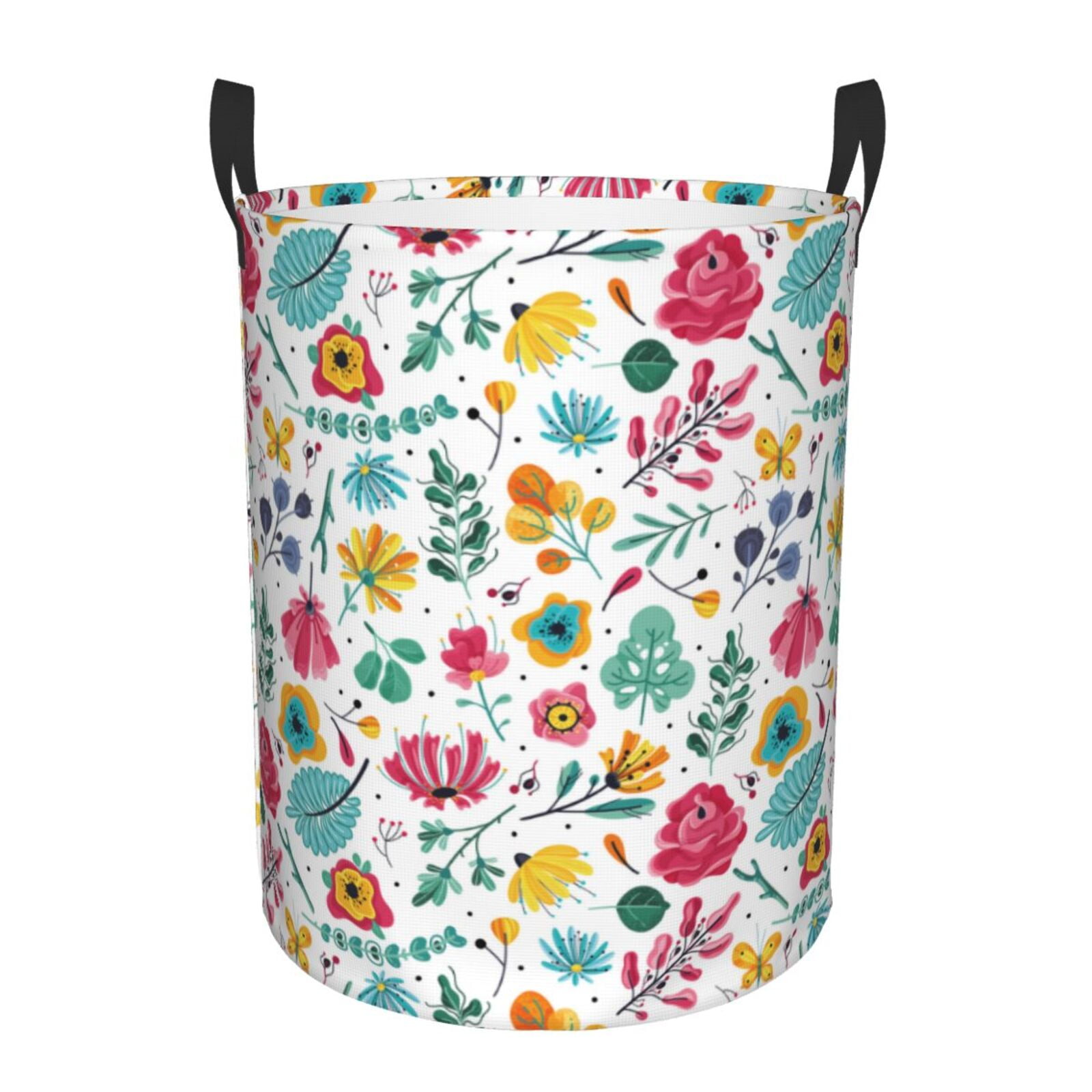 Laundry Basket, Colorful Flowers_E Waterproof Laundry Hamper With ...