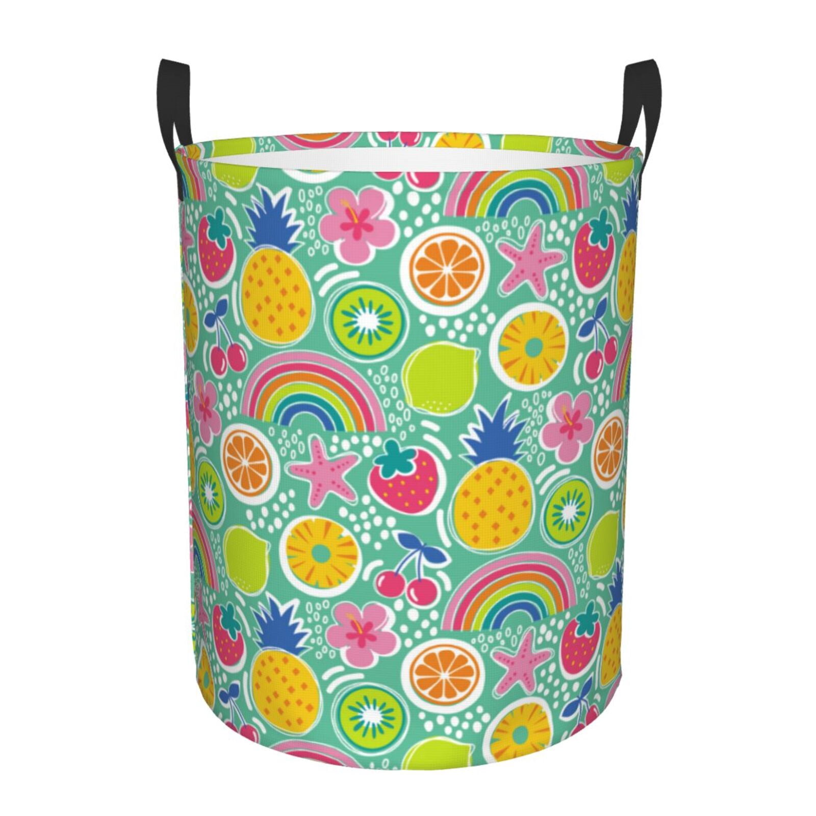 Laundry Basket, Colorful Fruit Rainbow Waterproof Laundry Hamper With ...