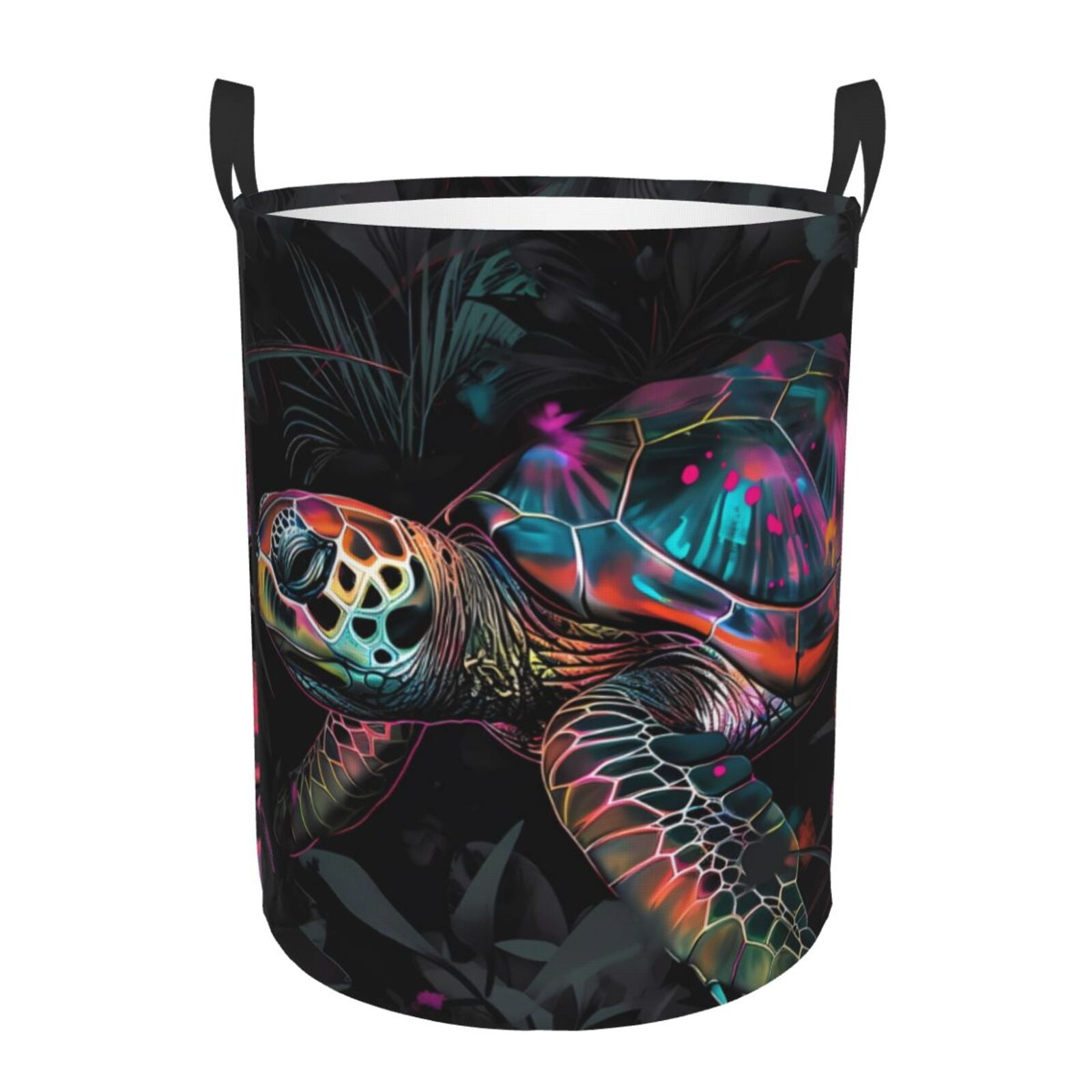 Laundry Basket, Colorful Plant Turtle A Waterproof Laundry Hamper With ...