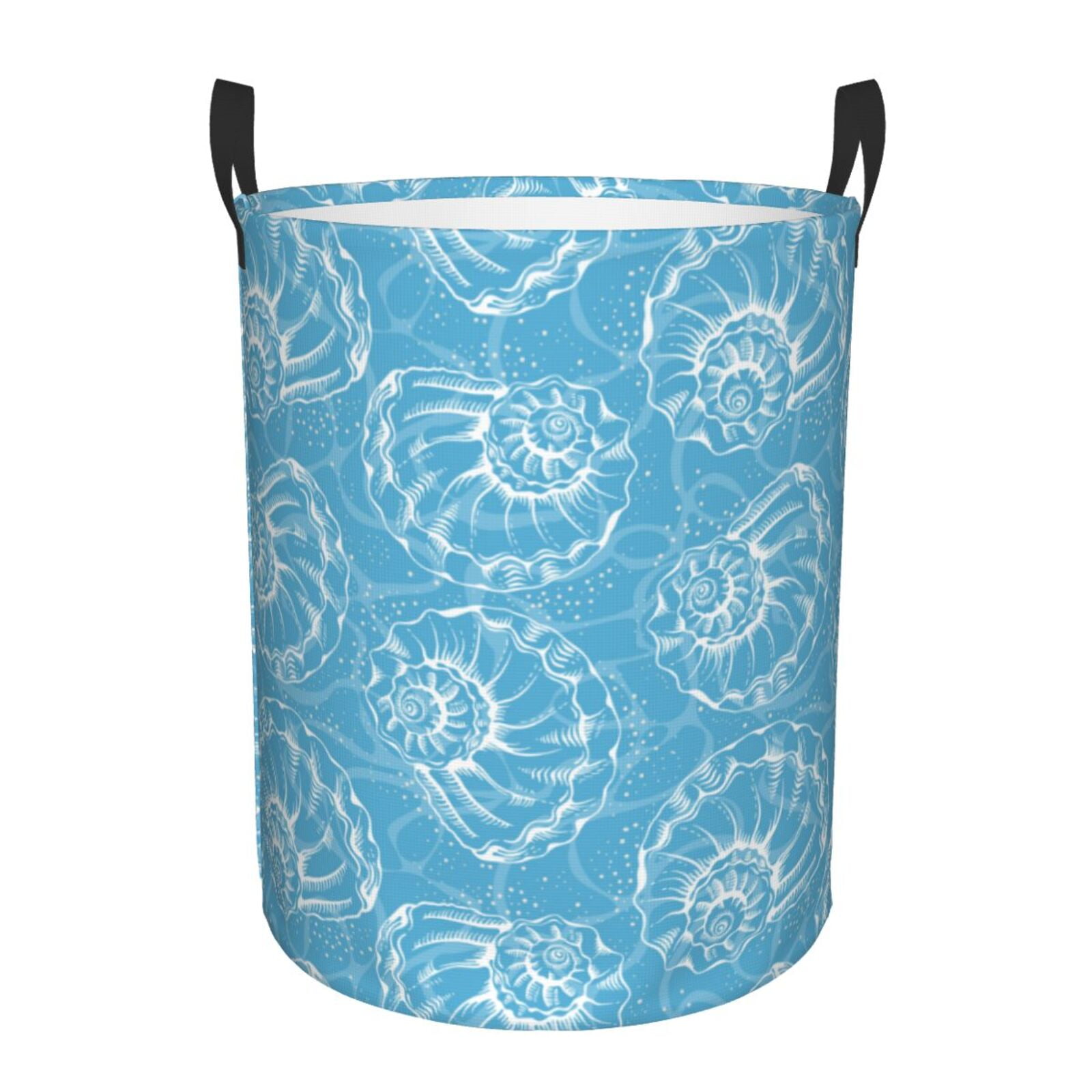 Laundry Basket, Conch Blue Waterproof Laundry Hamper With Padded ...