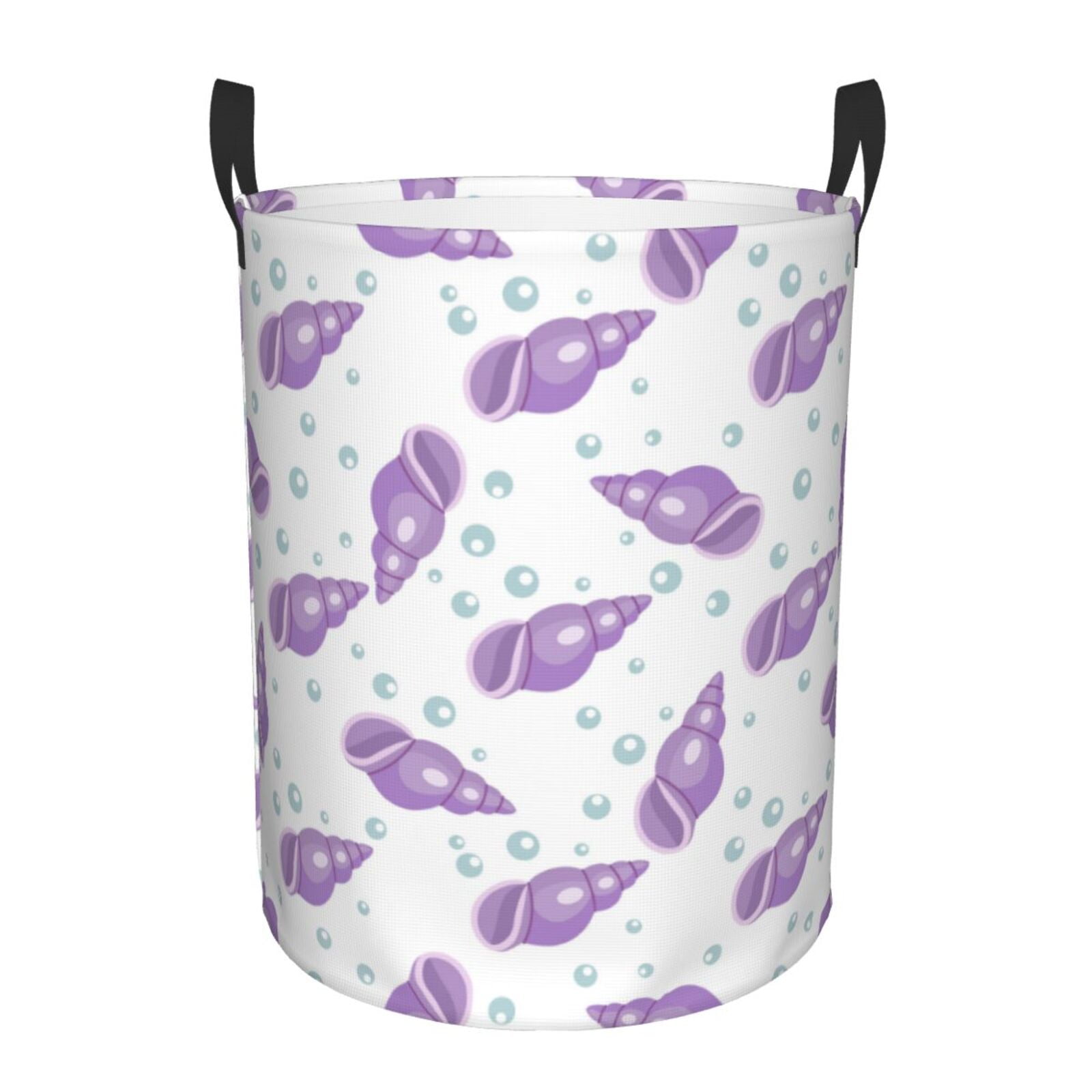 Laundry Basket, Conch Purple Waterproof Laundry Hamper With Handles ...