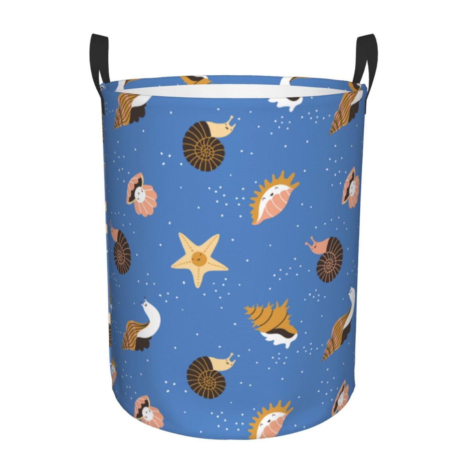 Laundry Basket, Conch Shell Blue Waterproof Laundry Hamper With Padded ...