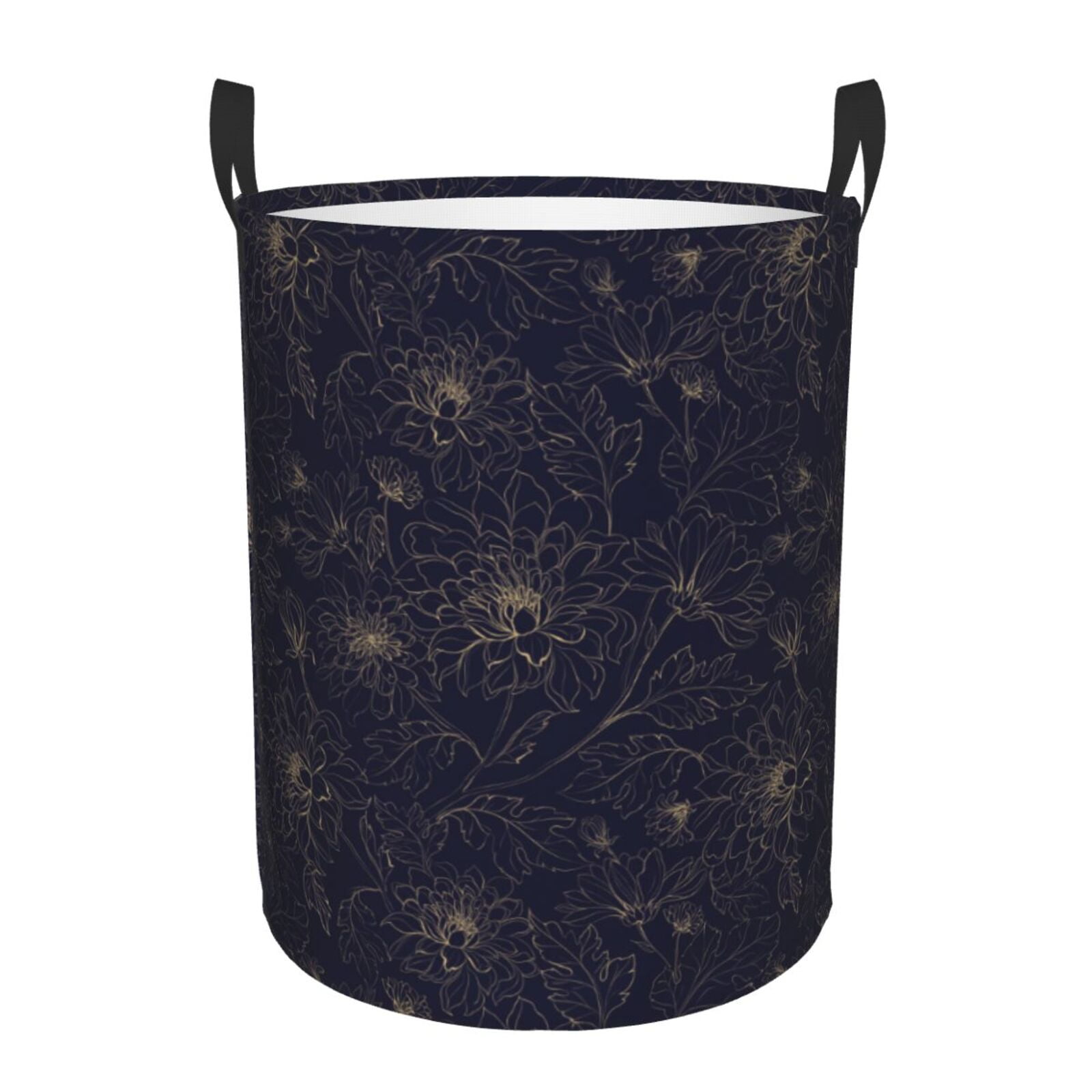 Laundry Basket, Copper-Gold Gloss Outline Chrysanthemum Waterproof ...