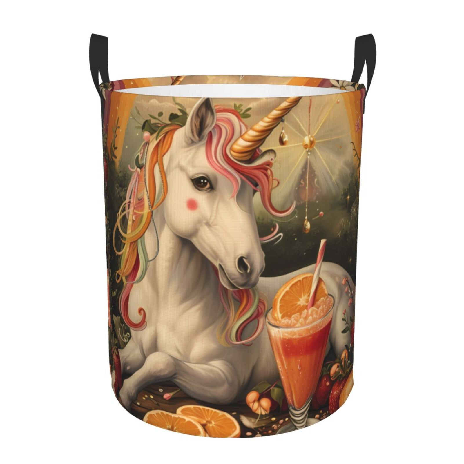 Laundry Basket, Countryside Fruit White Horse Waterproof Laundry Hamper ...