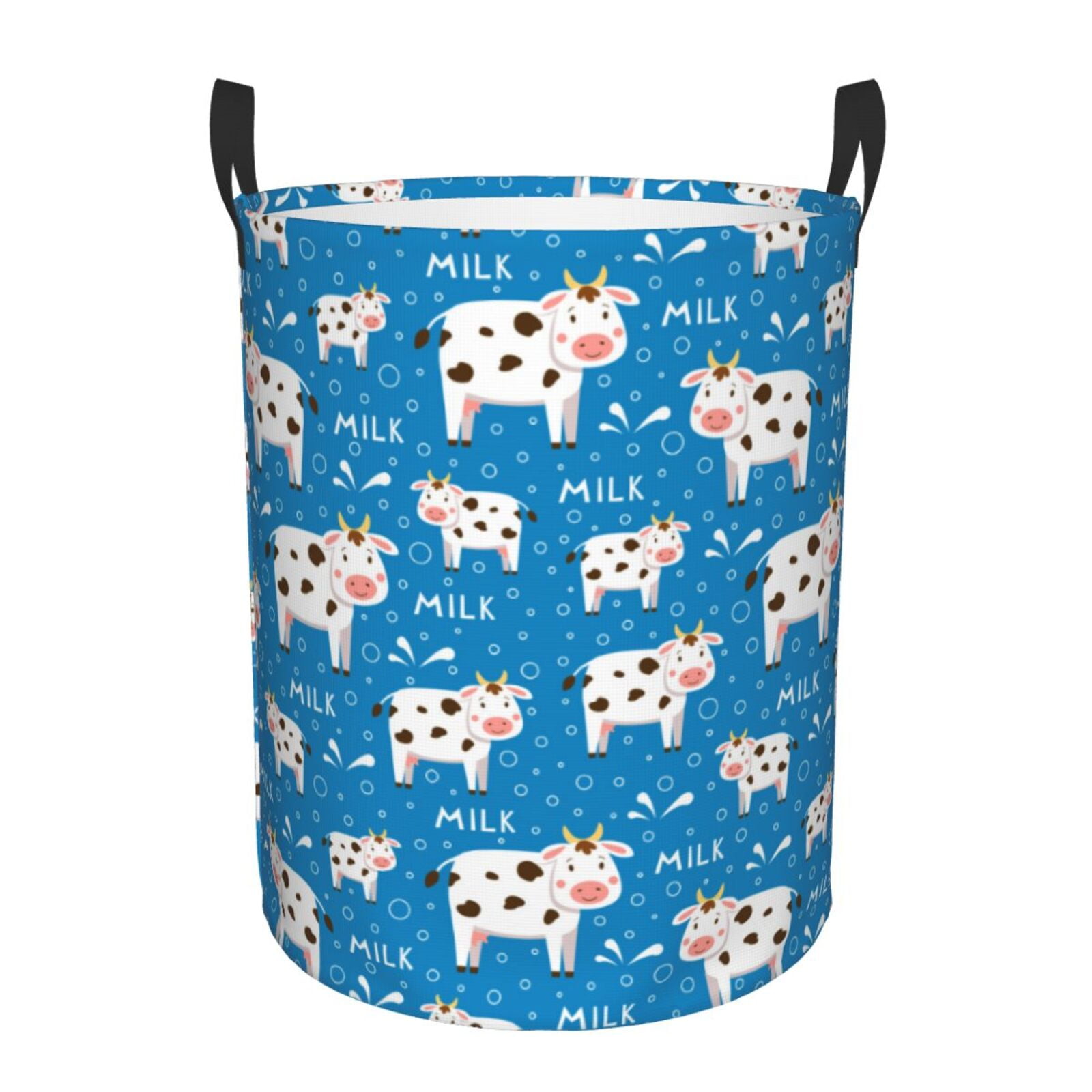 Laundry Basket, Cows Milk Waterproof Laundry Hamper with Padded Handles ...