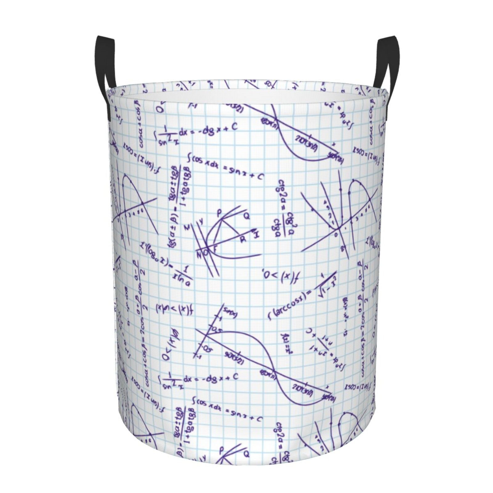 Laundry Basket, Curve Math Print Waterproof Laundry Hamper With Handles ...