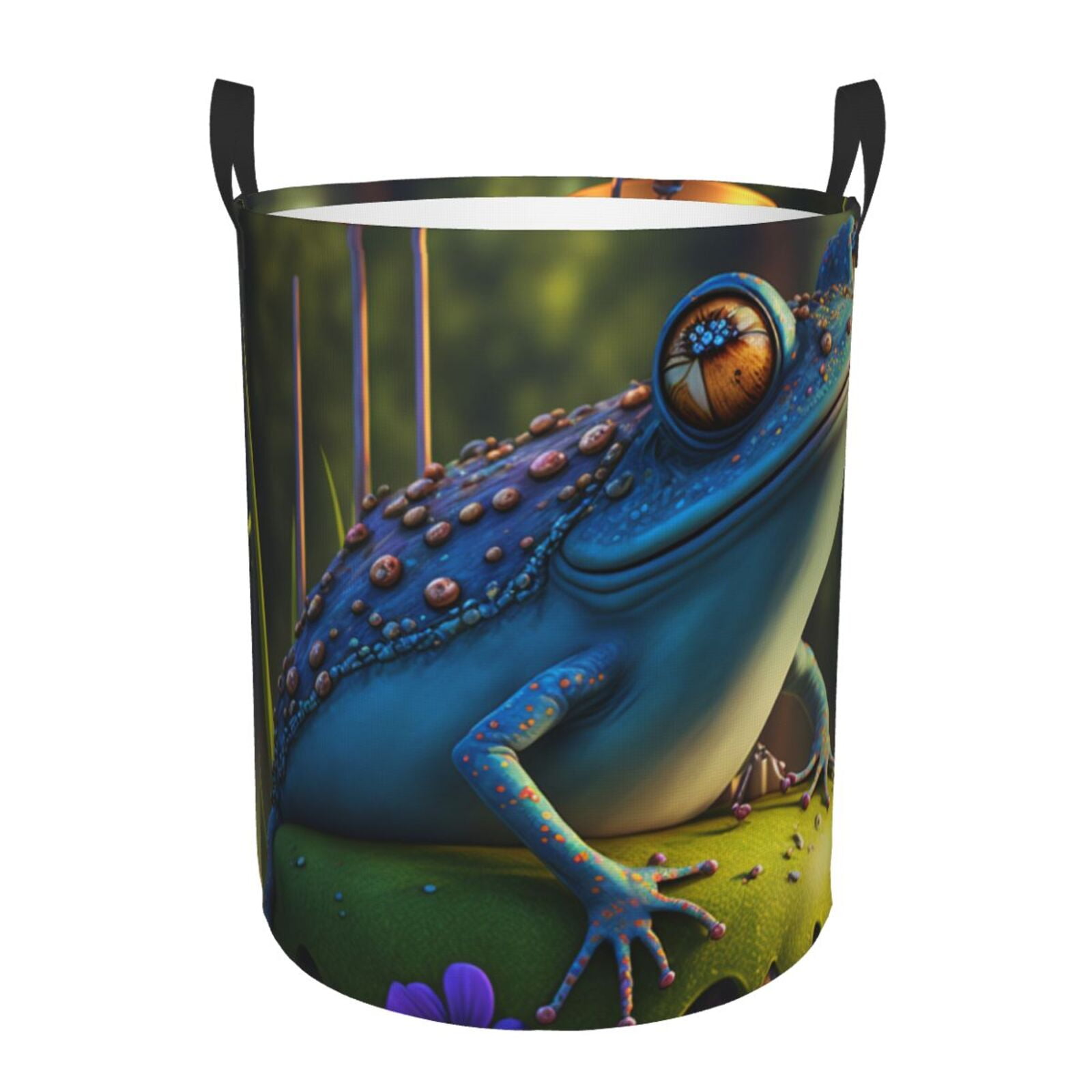 Laundry Basket, Cute Blue Frog Waterproof Laundry Hamper With Handles ...