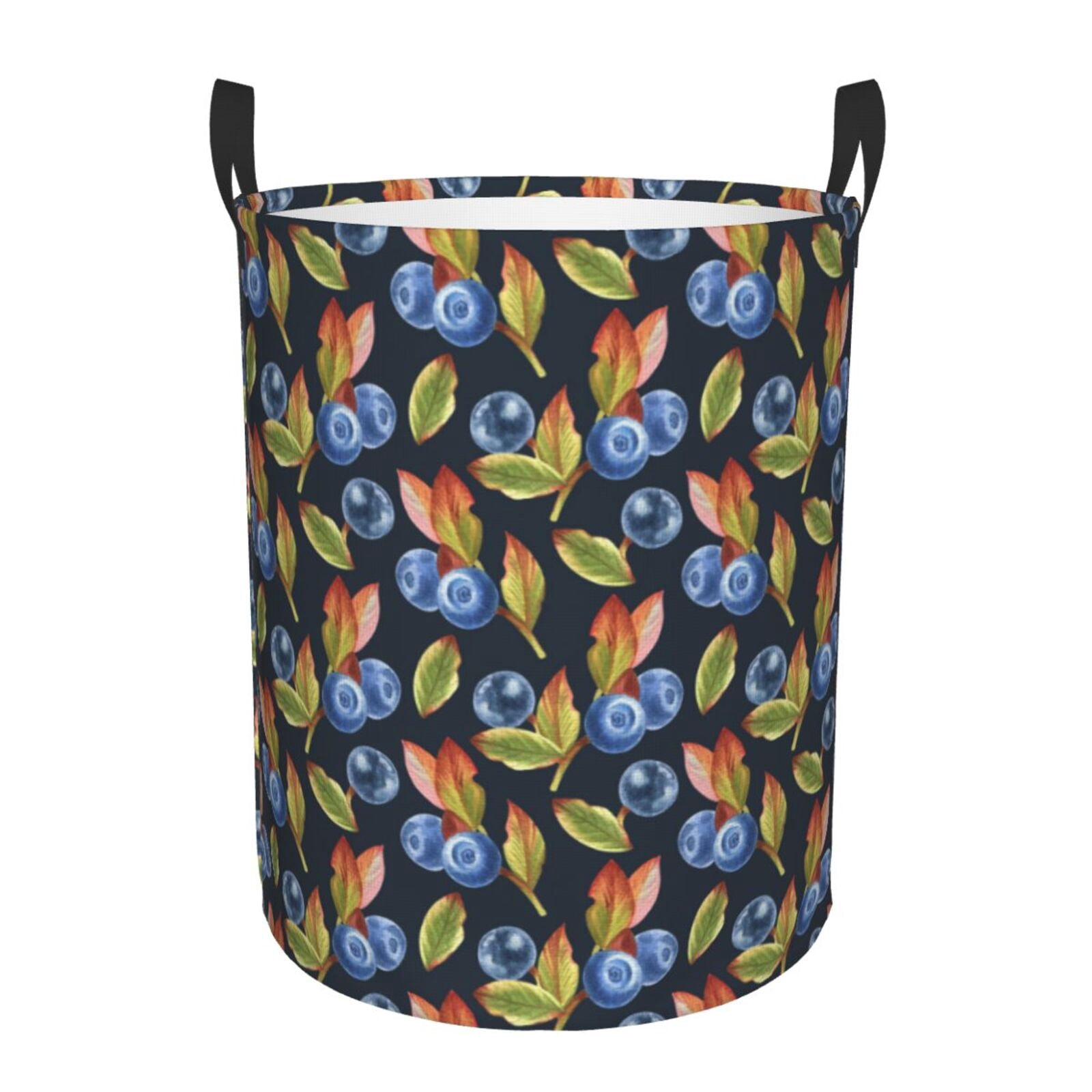 Laundry Basket, Cute Blueberries Waterproof Laundry Hamper With Padded ...
