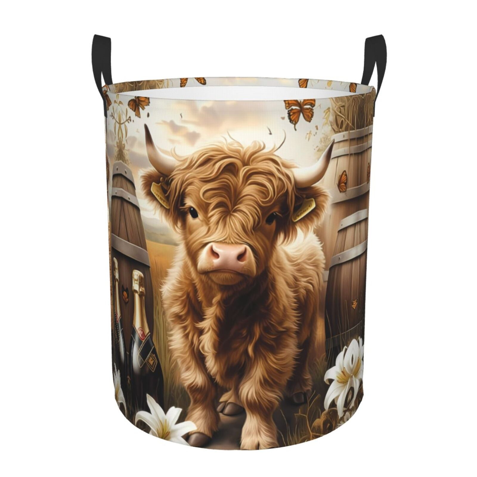 Laundry Basket, Cute Calf Butterflies A Waterproof Laundry Hamper With ...