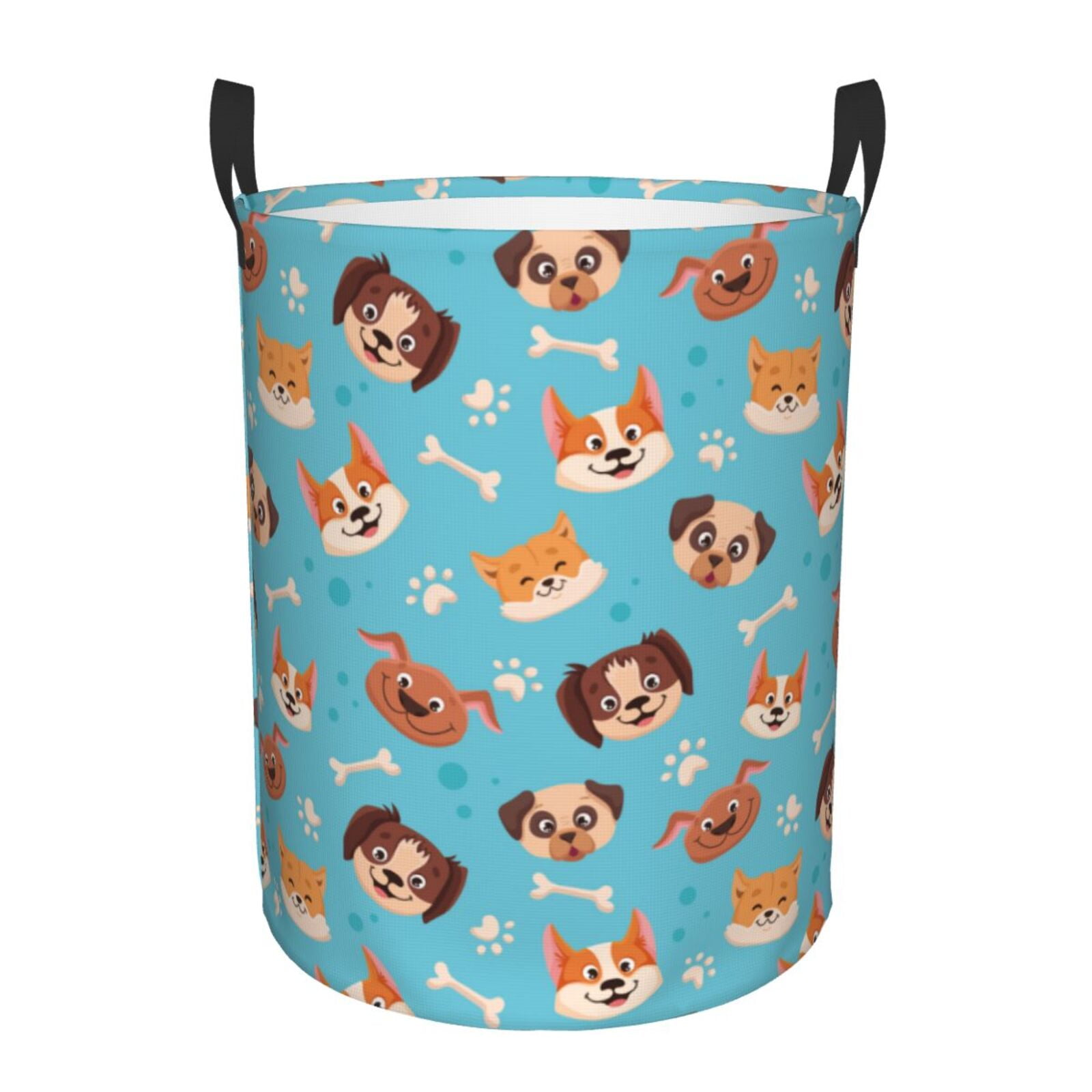 Laundry Basket, Cute Dog Cartoon Blue Waterproof Laundry Hamper With ...