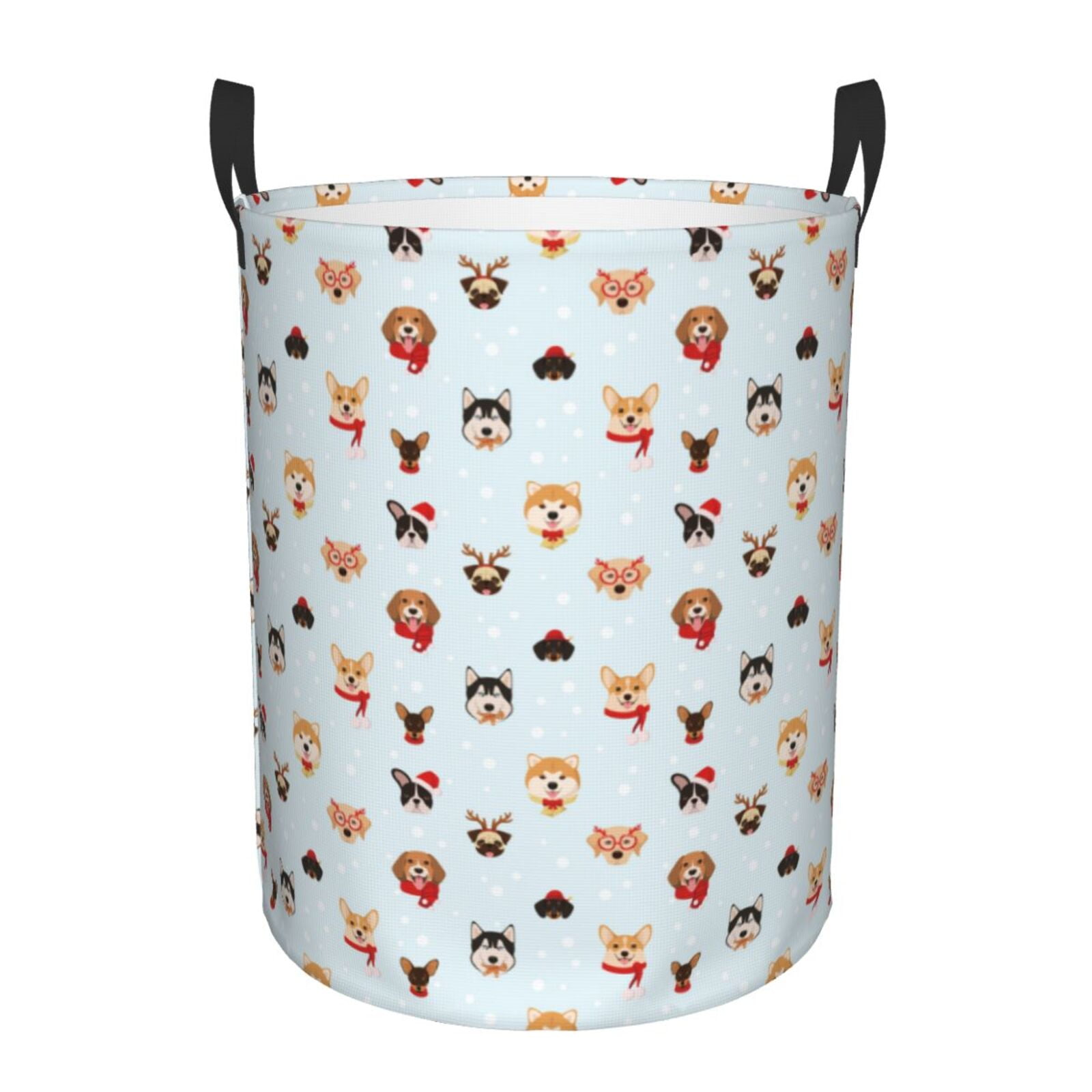 Laundry Basket, Cute Dog Puppy Christmas Waterproof Laundry Hamper With ...