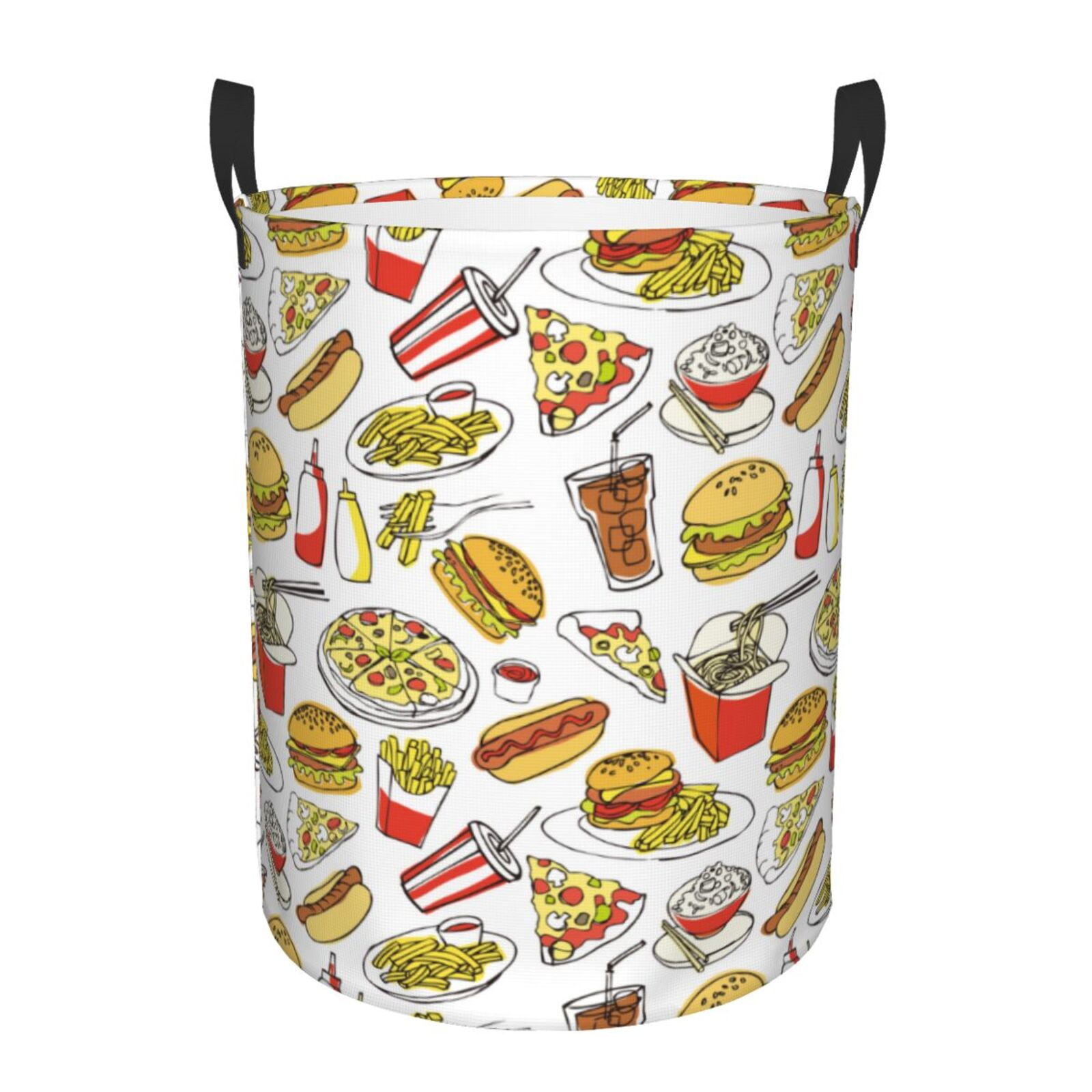 Laundry Basket, Cute Food Pizza Fries Waterproof Laundry Hamper With ...