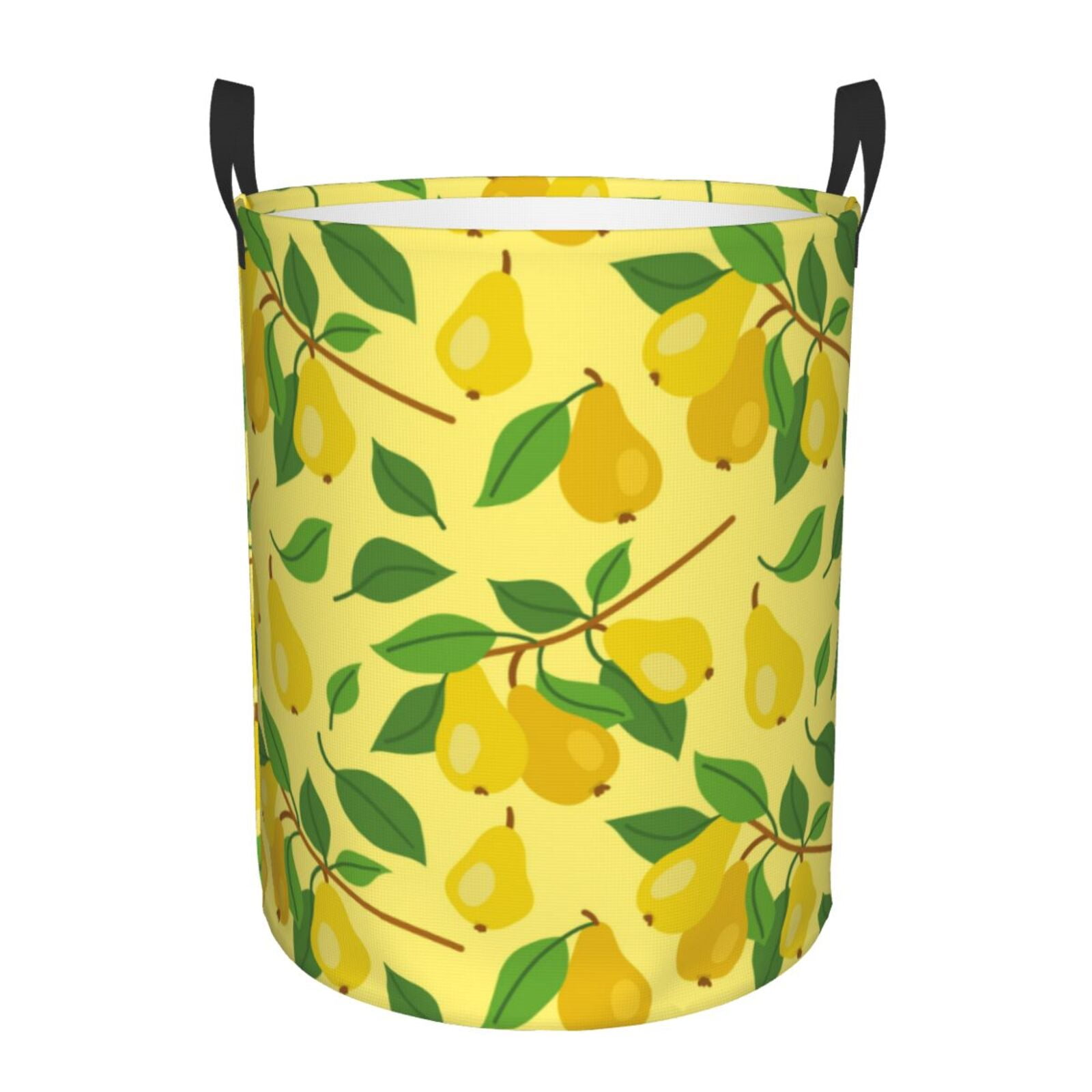Laundry Basket, Cute Gold Yellow Pear Leaves Waterproof Laundry Hamper ...