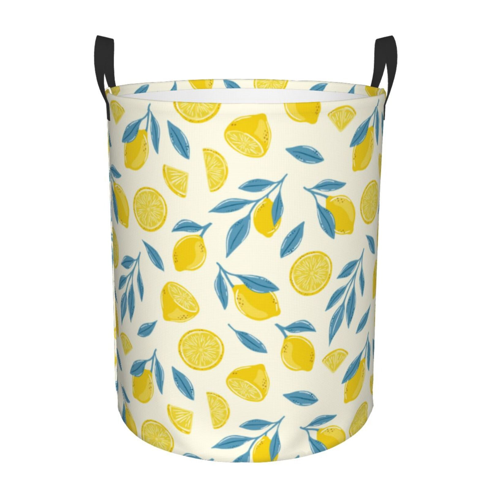 Laundry Basket, Cute Lemon Blue Leaves Waterproof Laundry Hamper With ...