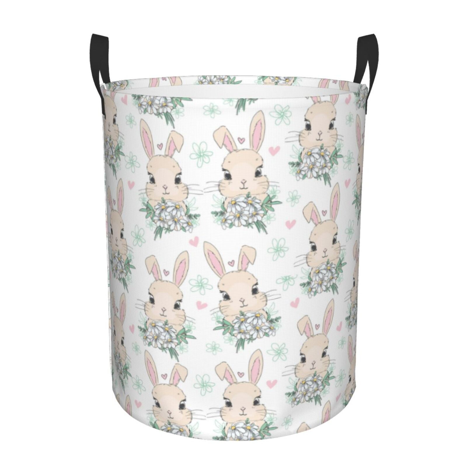 Laundry Basket, Cute Rabbit White Flower Waterproof Laundry Hamper With ...