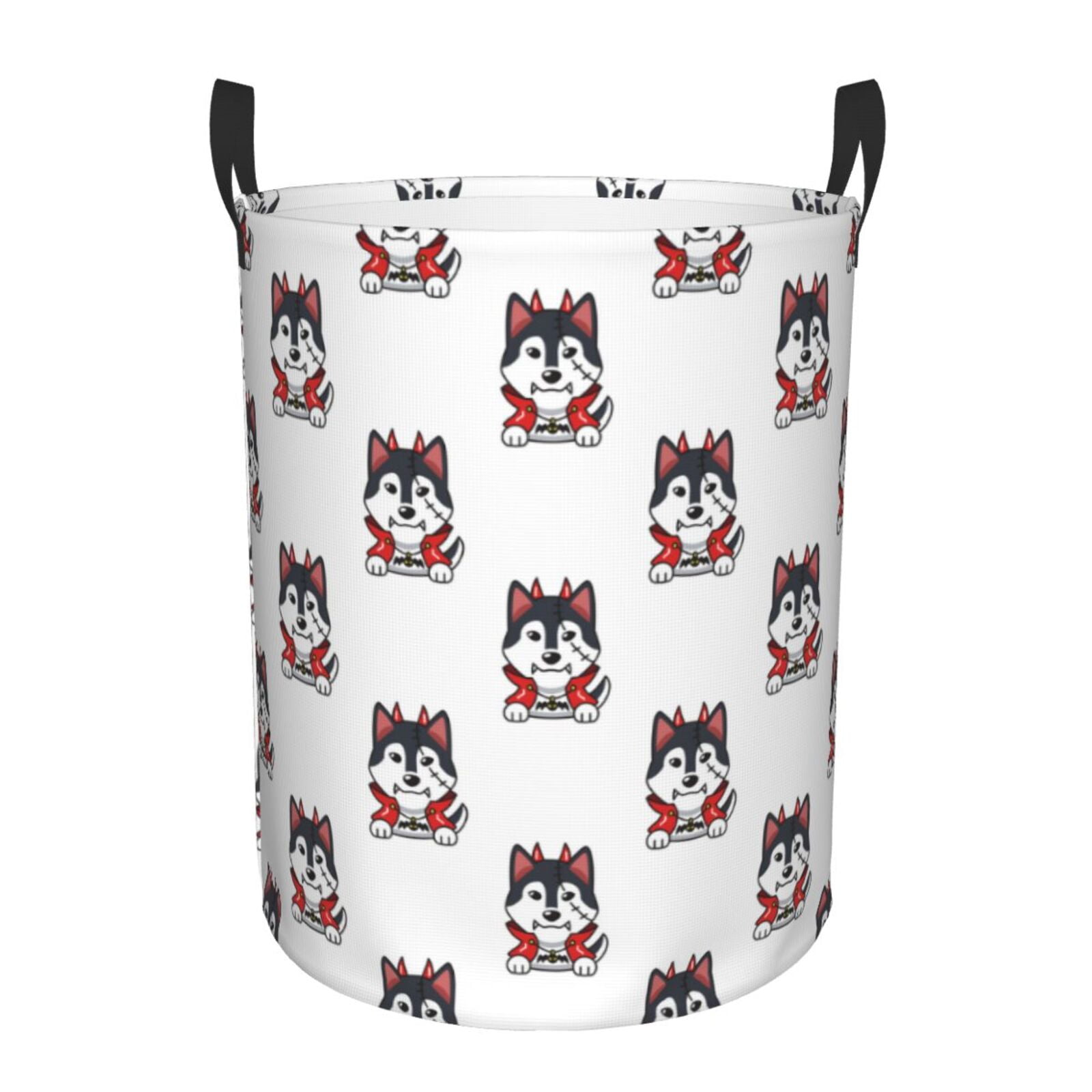 Laundry Basket, Cute Vampire Husky Dog Funny Waterproof Laundry Hamper ...
