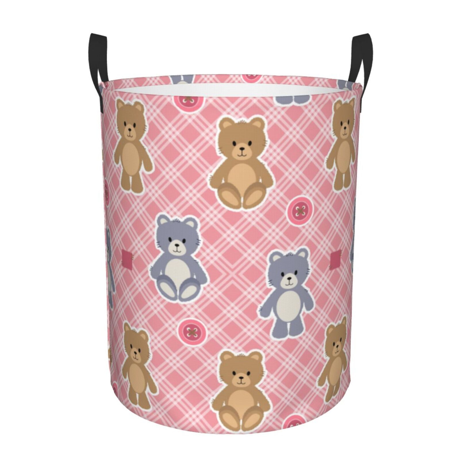 Laundry Basket, Cute bear pink checkered Waterproof Laundry Hamper with ...