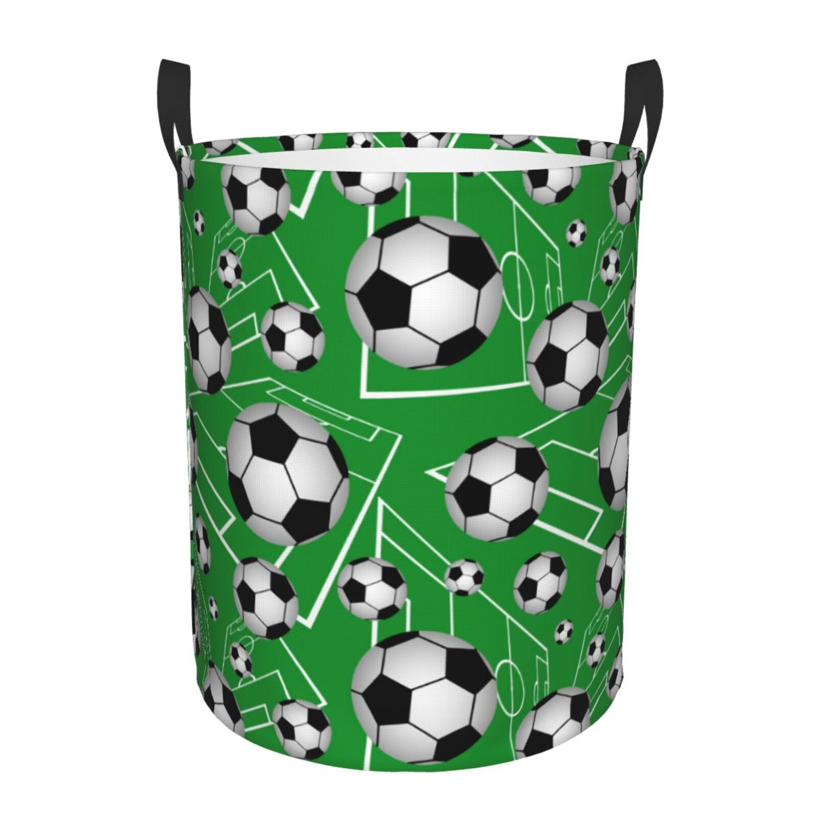 Laundry Basket, Cute soccer balls green Laundry Hamper Waterproof ...