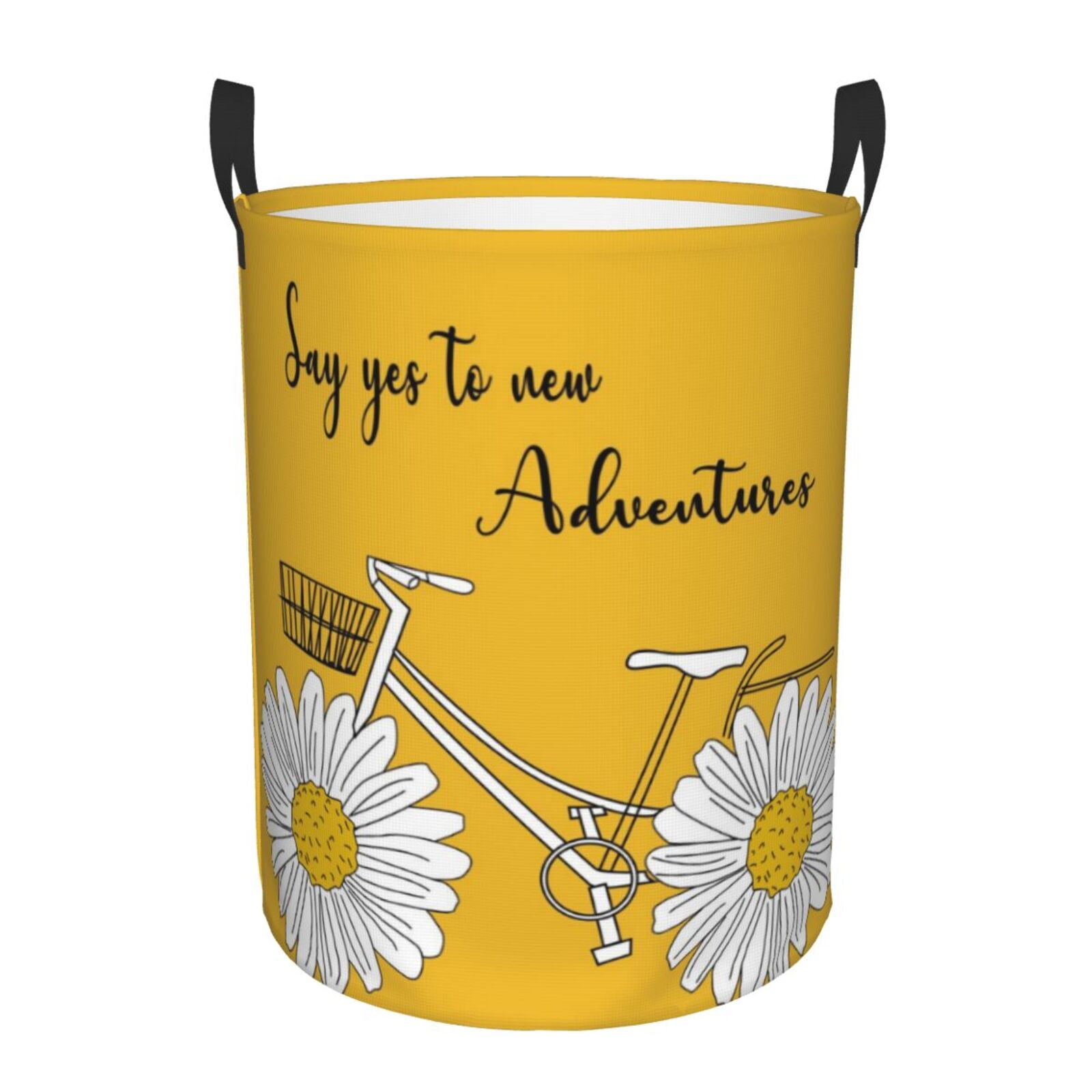 Laundry Basket, Daisy With Bicycle Waterproof Laundry Hamper With ...