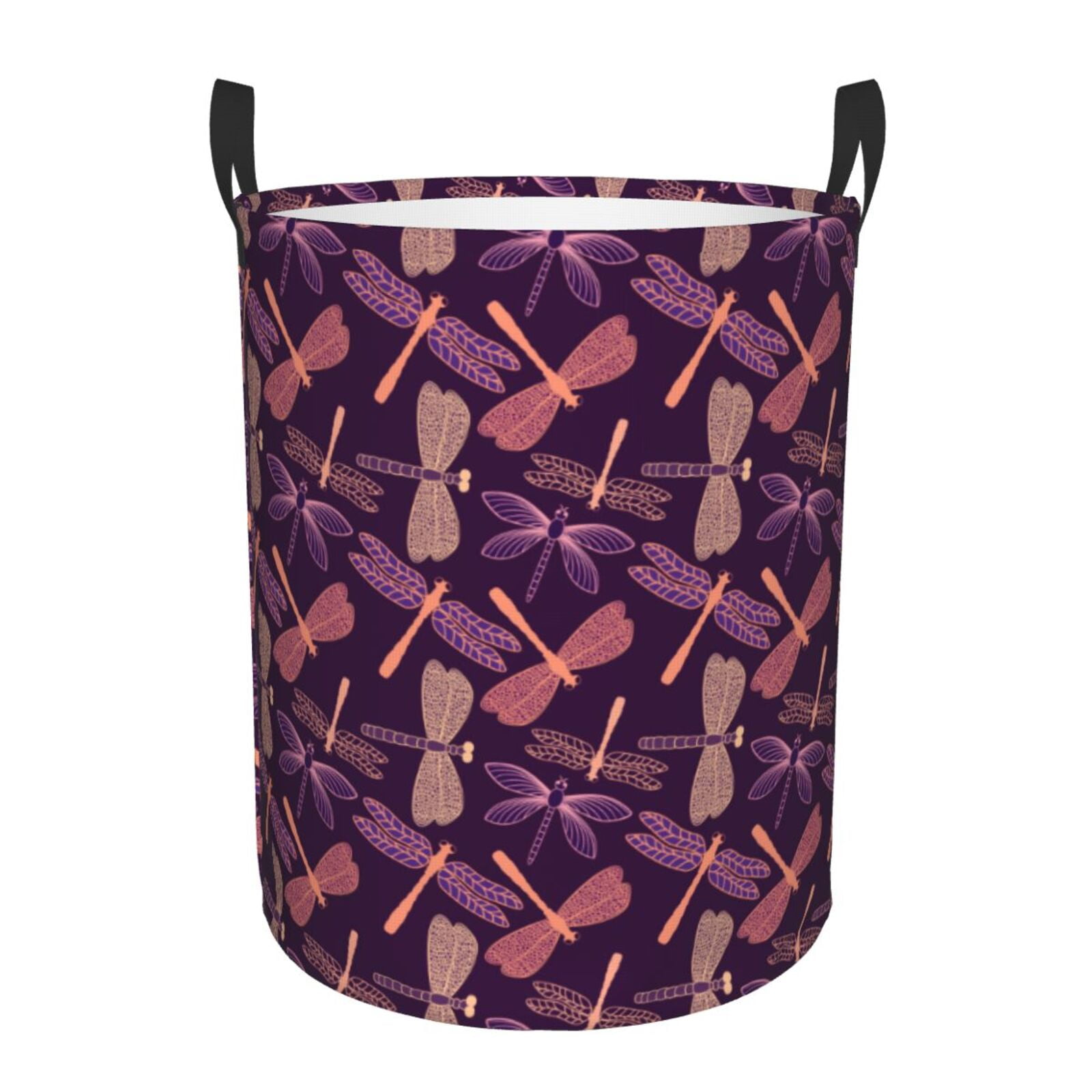 Laundry Basket, Dark Purple Dragonfly Waterproof Laundry Hamper With ...