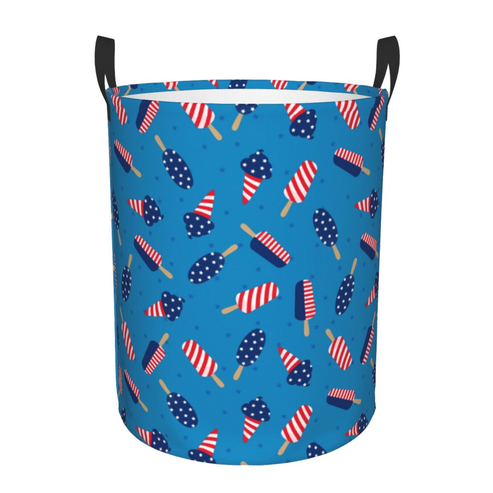 Laundry Basket, Dark Red Blue Ice Cream Print Waterproof Laundry Hamper ...