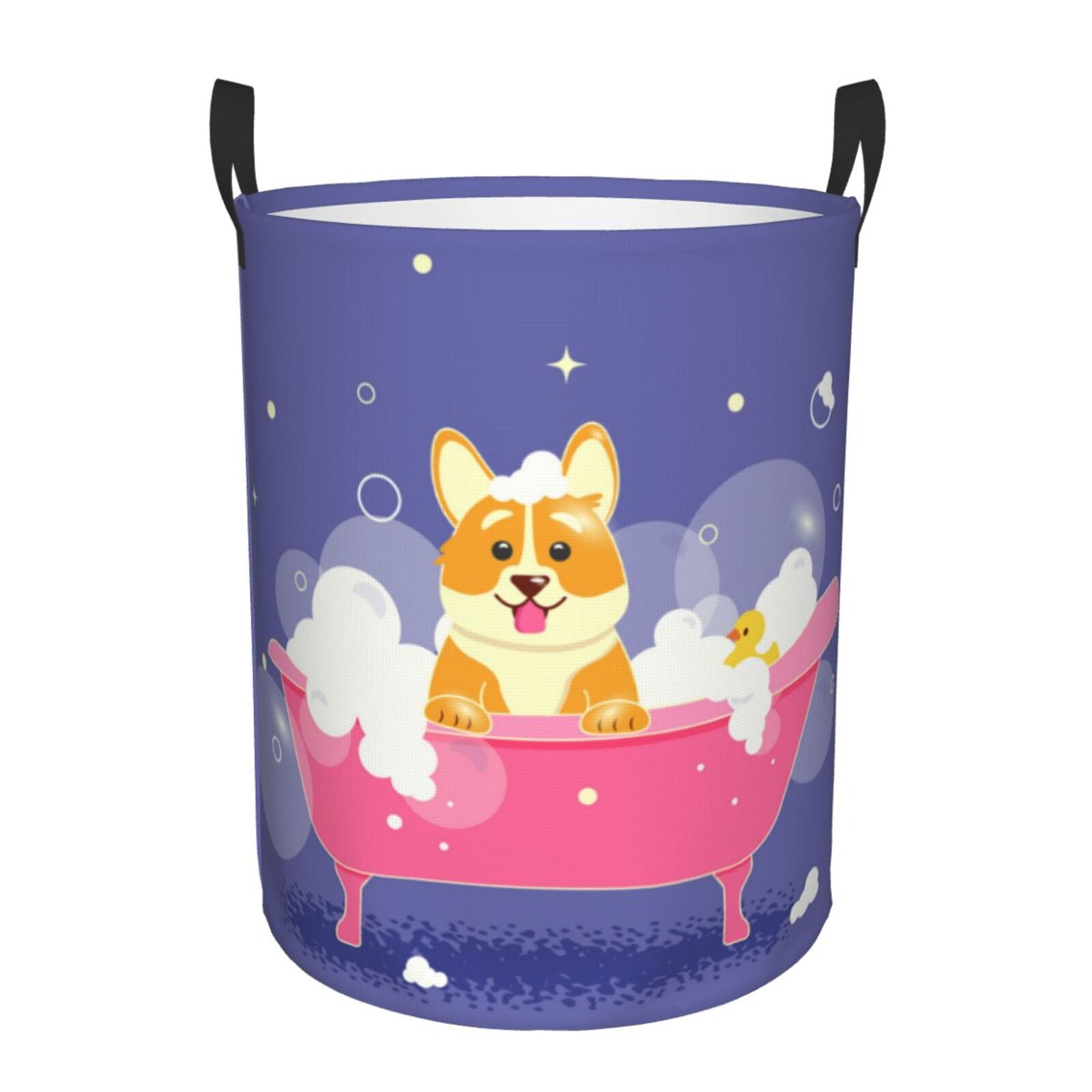 Laundry Basket, Dog Washes In A Pink Bath Waterproof Laundry Hamper ...