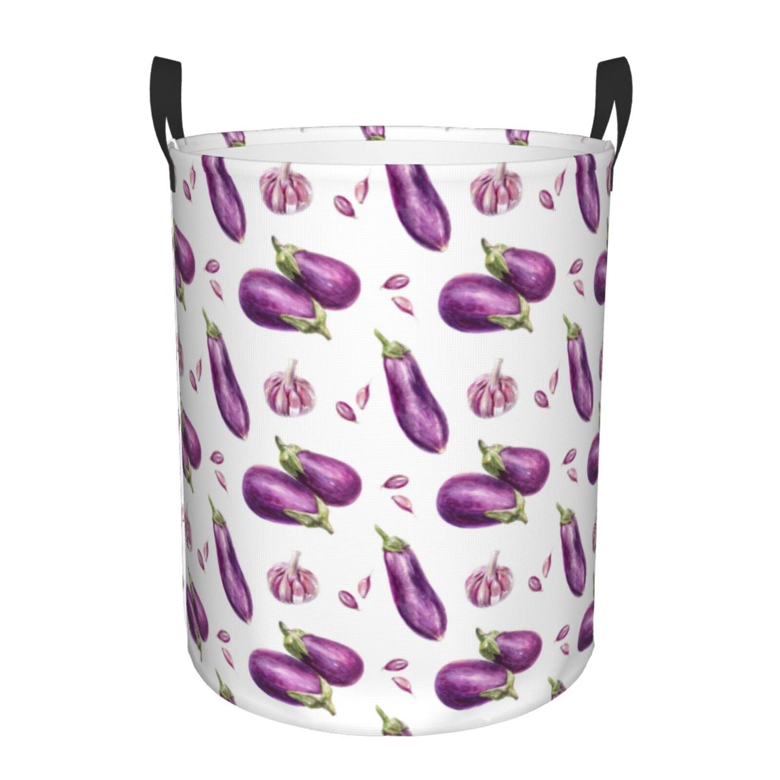 Laundry Basket, Eggplant Garlic Waterproof Laundry Hamper With Handles ...