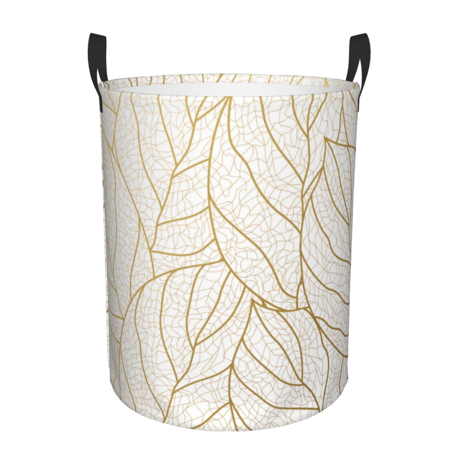 Laundry Basket, Elegant Gold Leaf Pattern Laundry Hamper Waterproof ...