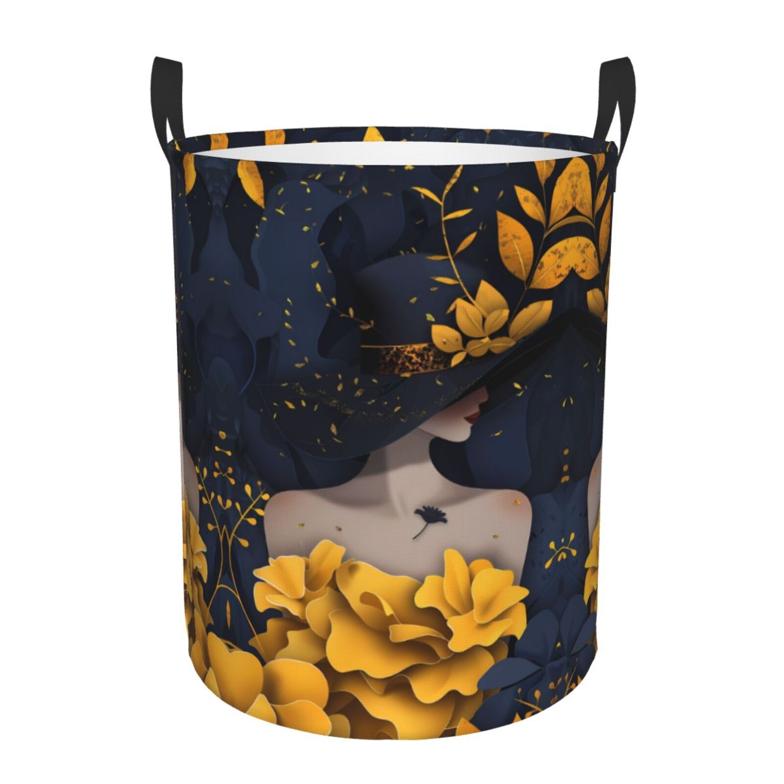 Laundry Basket, Elegant Lady With Hat Laundry Hamper Waterproof Laundry ...