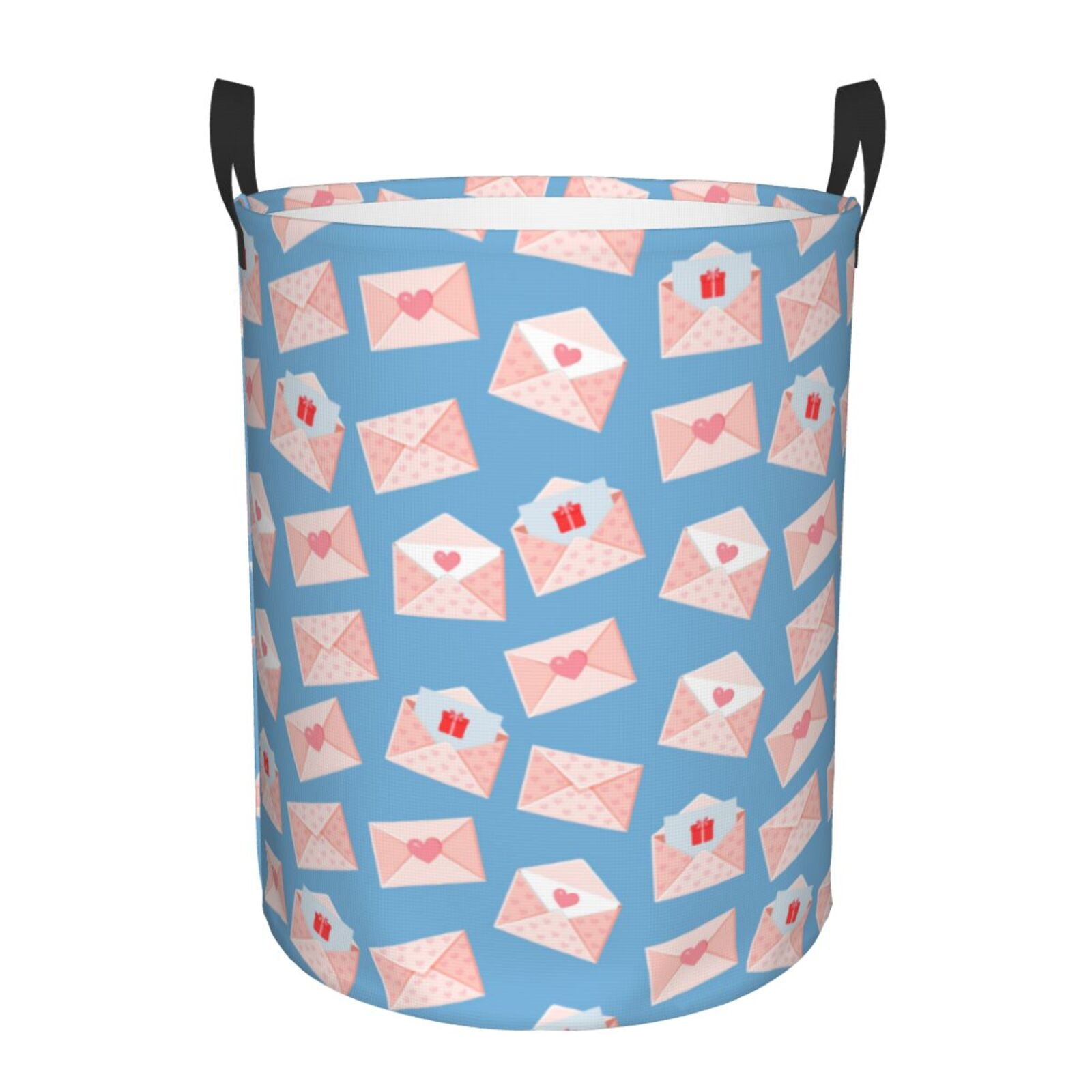 Laundry Basket, Envelope Pattern Pink Waterproof Laundry Hamper With ...