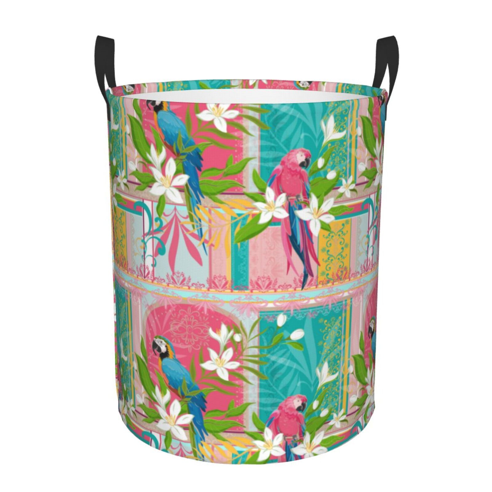 Laundry Basket, Exotic Colorful Parrot Flower Waterproof Laundry Hamper ...