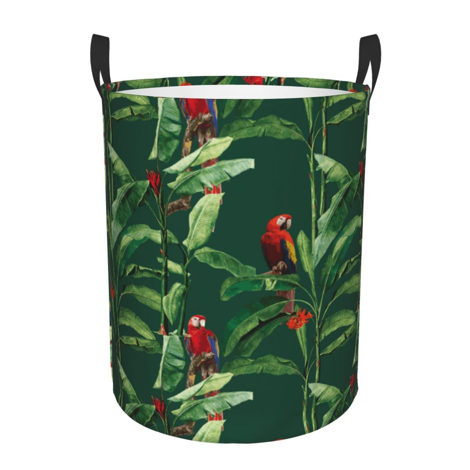 Laundry Basket, Farmhouse Cute Parrot Banana Leaf Waterproof Laundry ...
