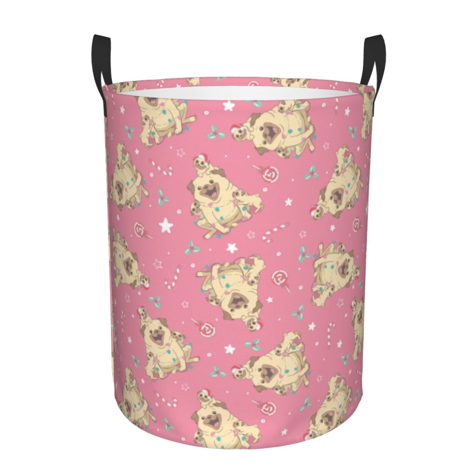 Laundry Basket, Funny Cute French Bulldog Pink Waterproof Laundry ...